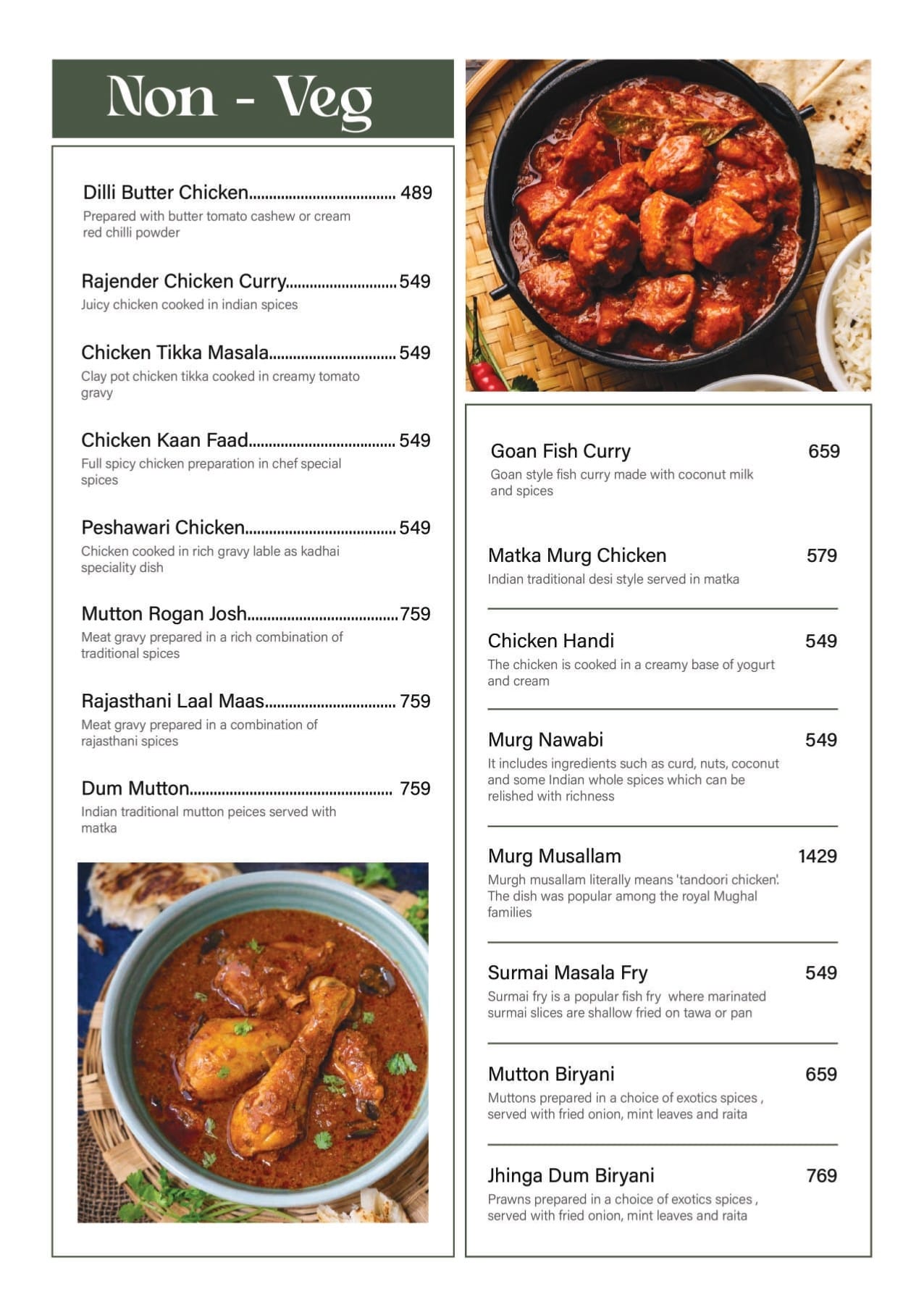 Menu of Teera, Wakad, Pune