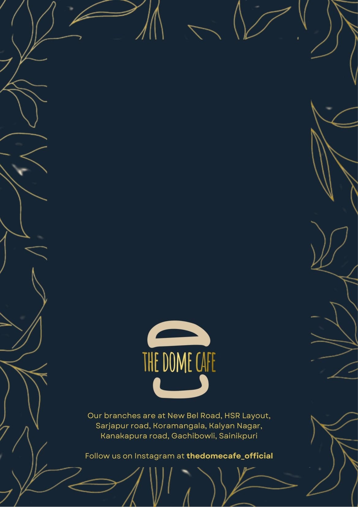 Menu of The Dome Cafe, HSR, South Bengaluru