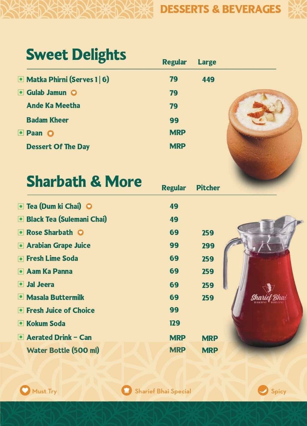 Menu of Sharief Bhai Biryani, Sarjapur Road, South Bengaluru