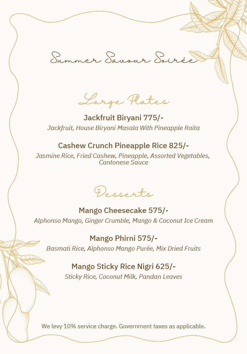 Menu of Eve, Powai, Central Mumbai