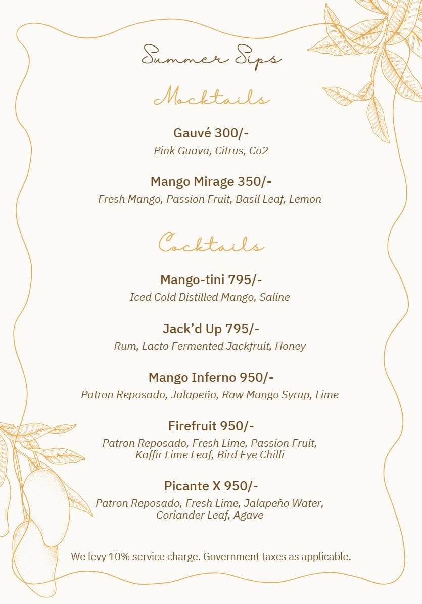 Menu of Eve, Powai, Central Mumbai