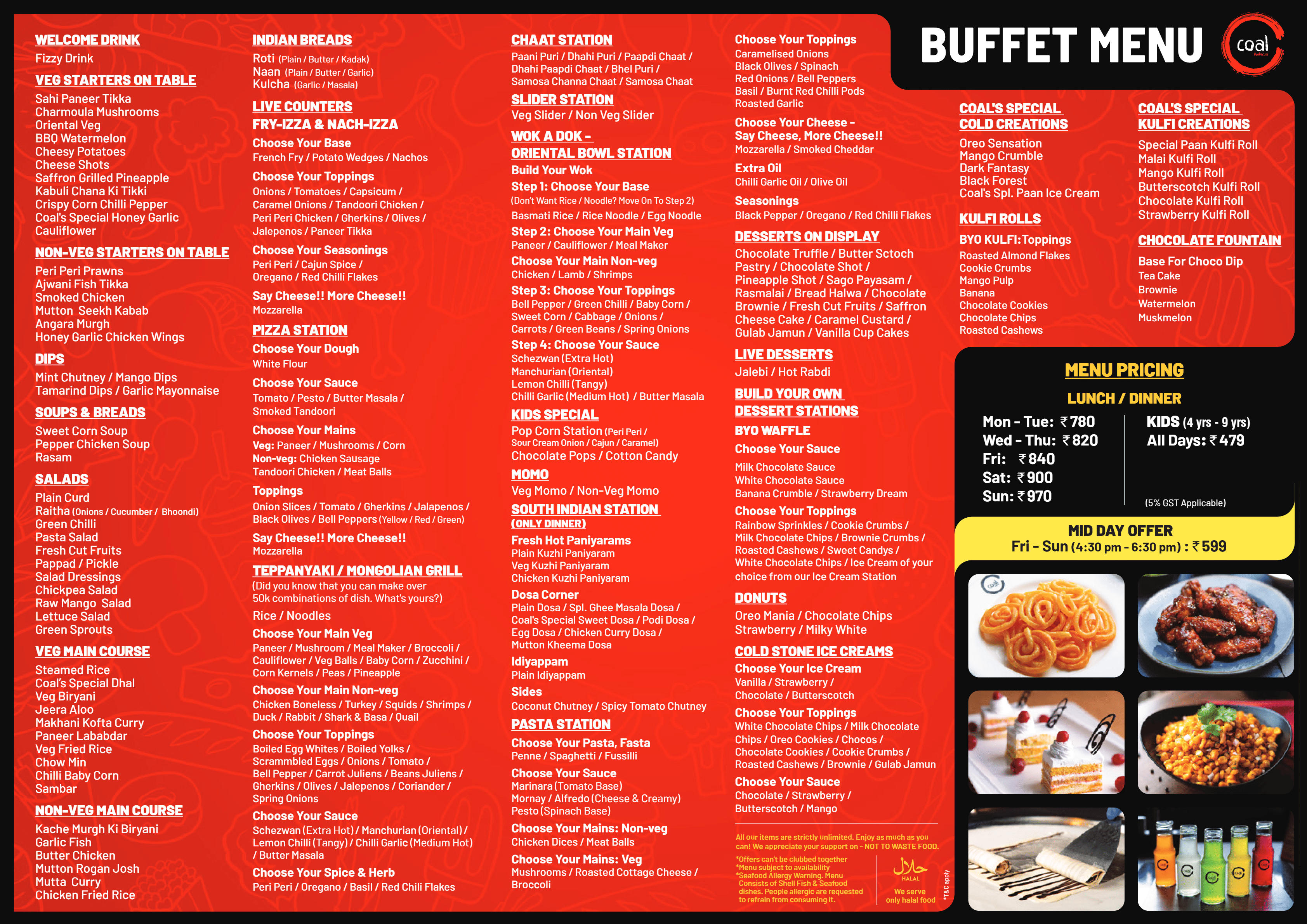 Menu of Coal Barbecues, T. Nagar, Chennai