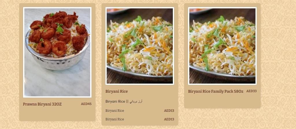 Menu of Deccan Biryani, Al Karama, Dubai