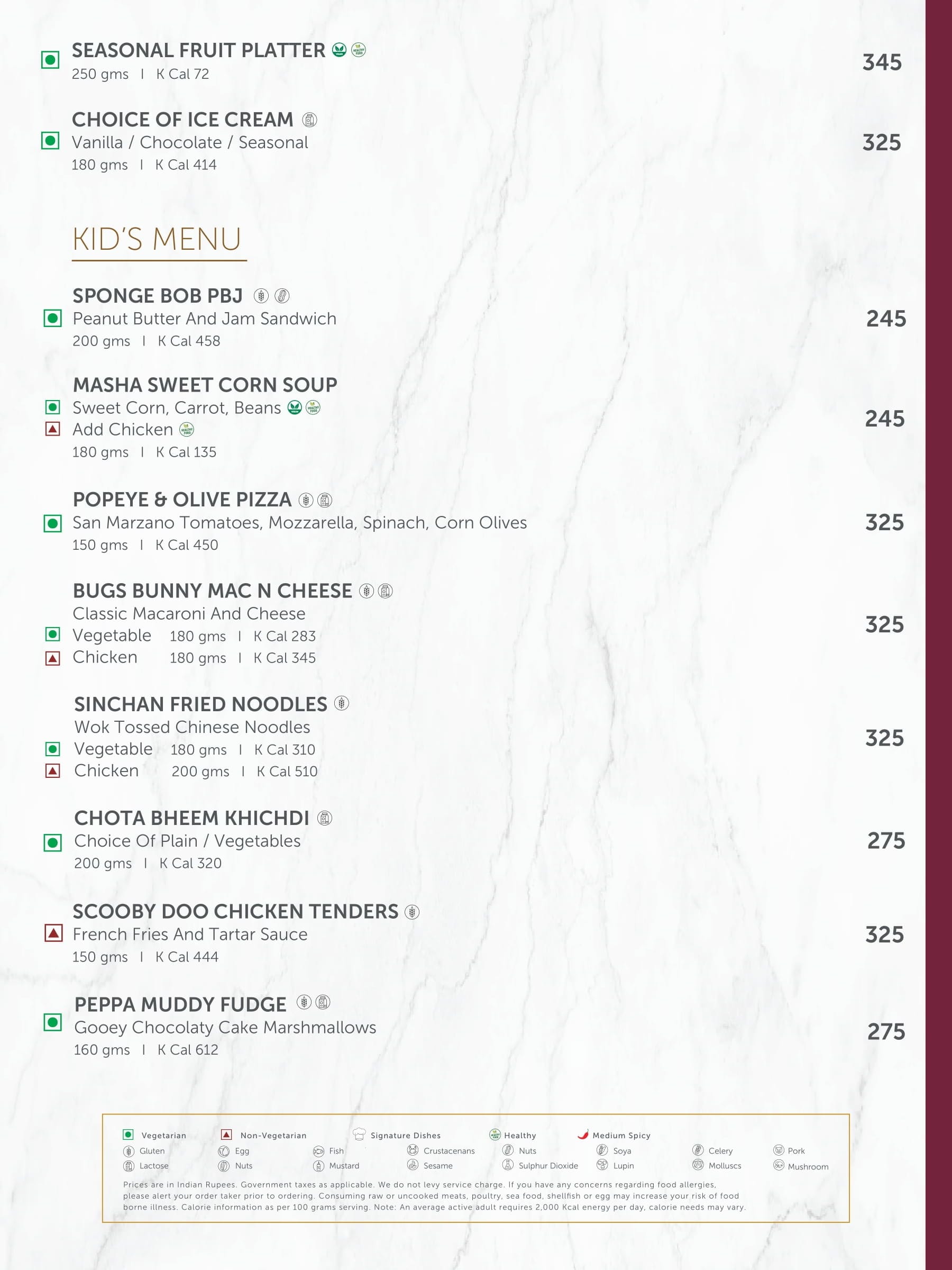 Menu of Courtyard Pavilion, Courtyard By Marriott Navi Mumbai