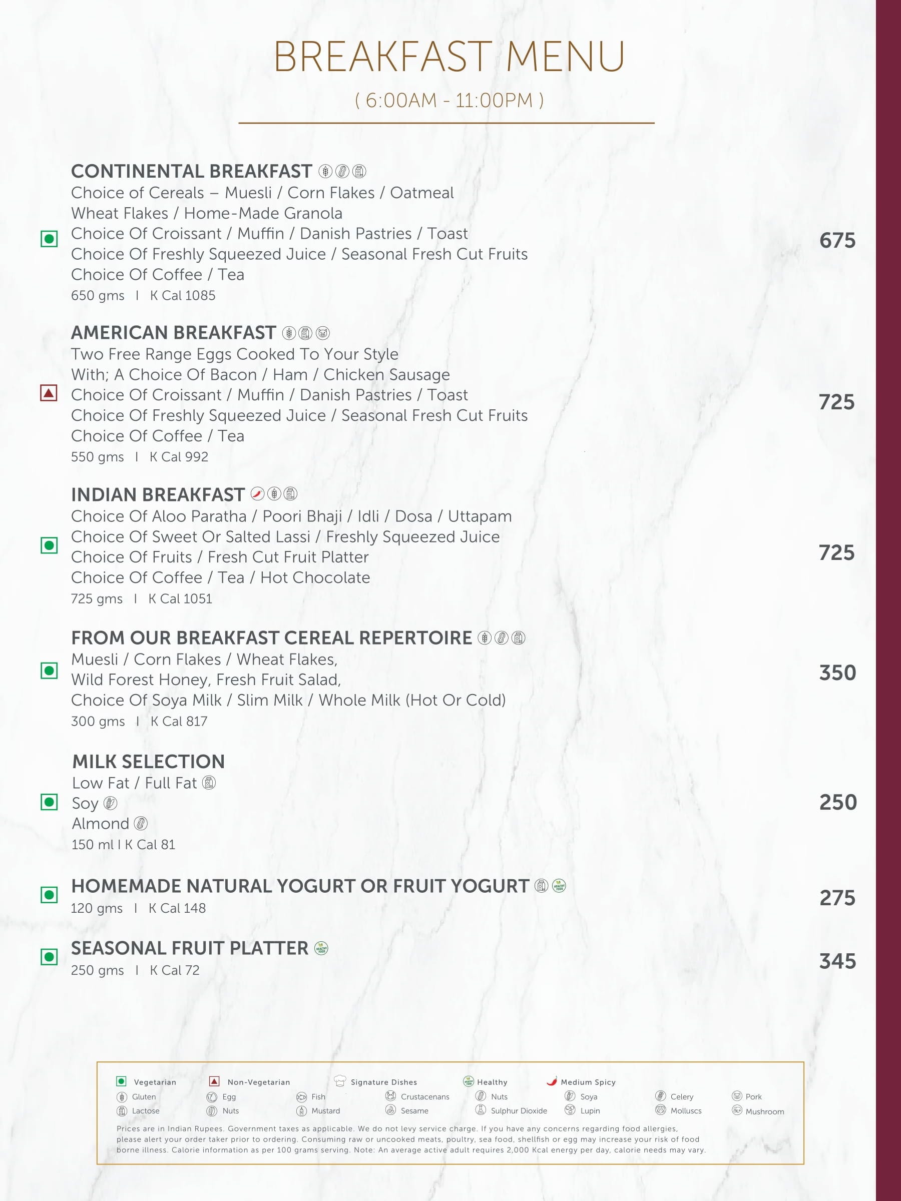 Menu of Courtyard Pavilion, Courtyard By Marriott Navi Mumbai