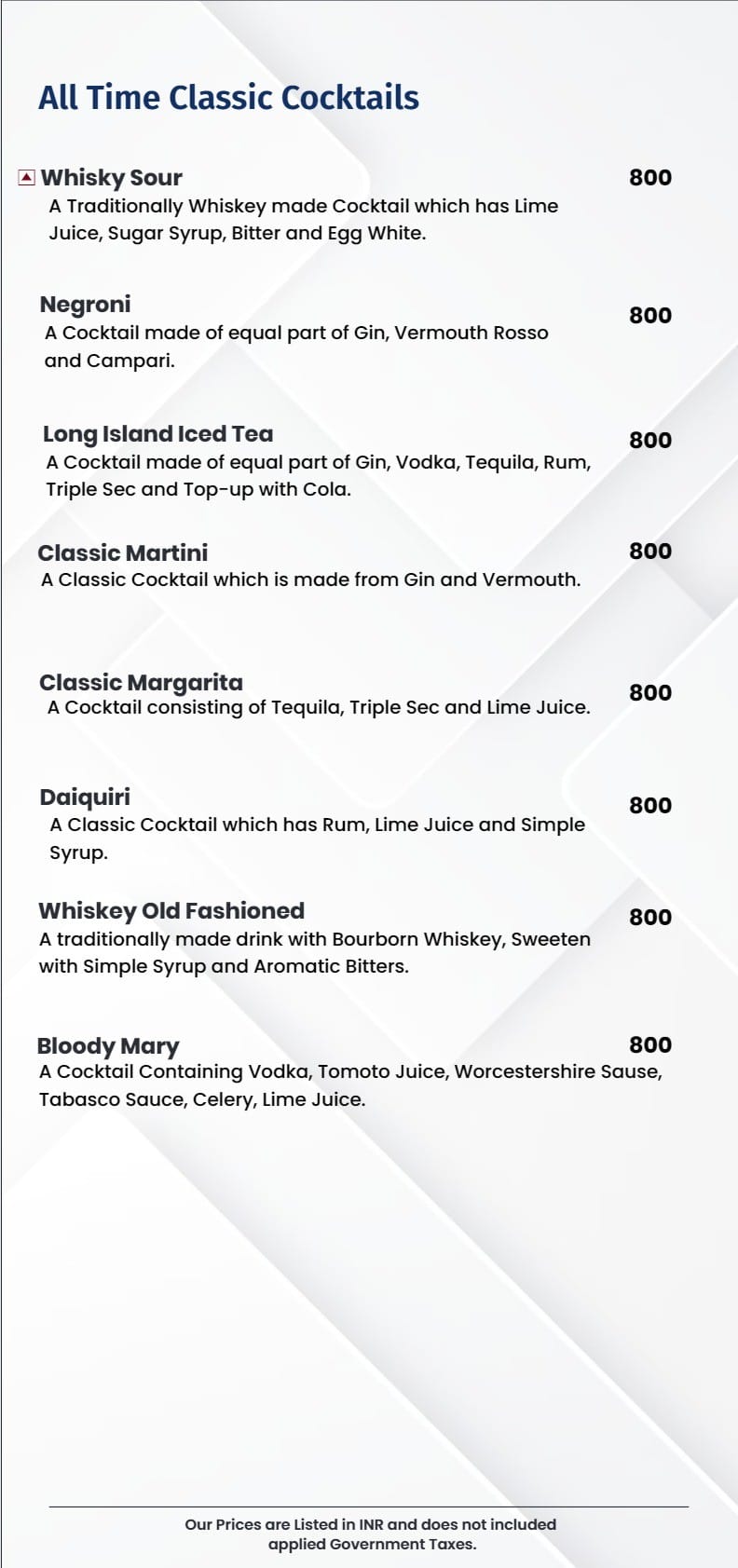Menu of Courtyard Pavilion, Courtyard By Marriott Navi Mumbai