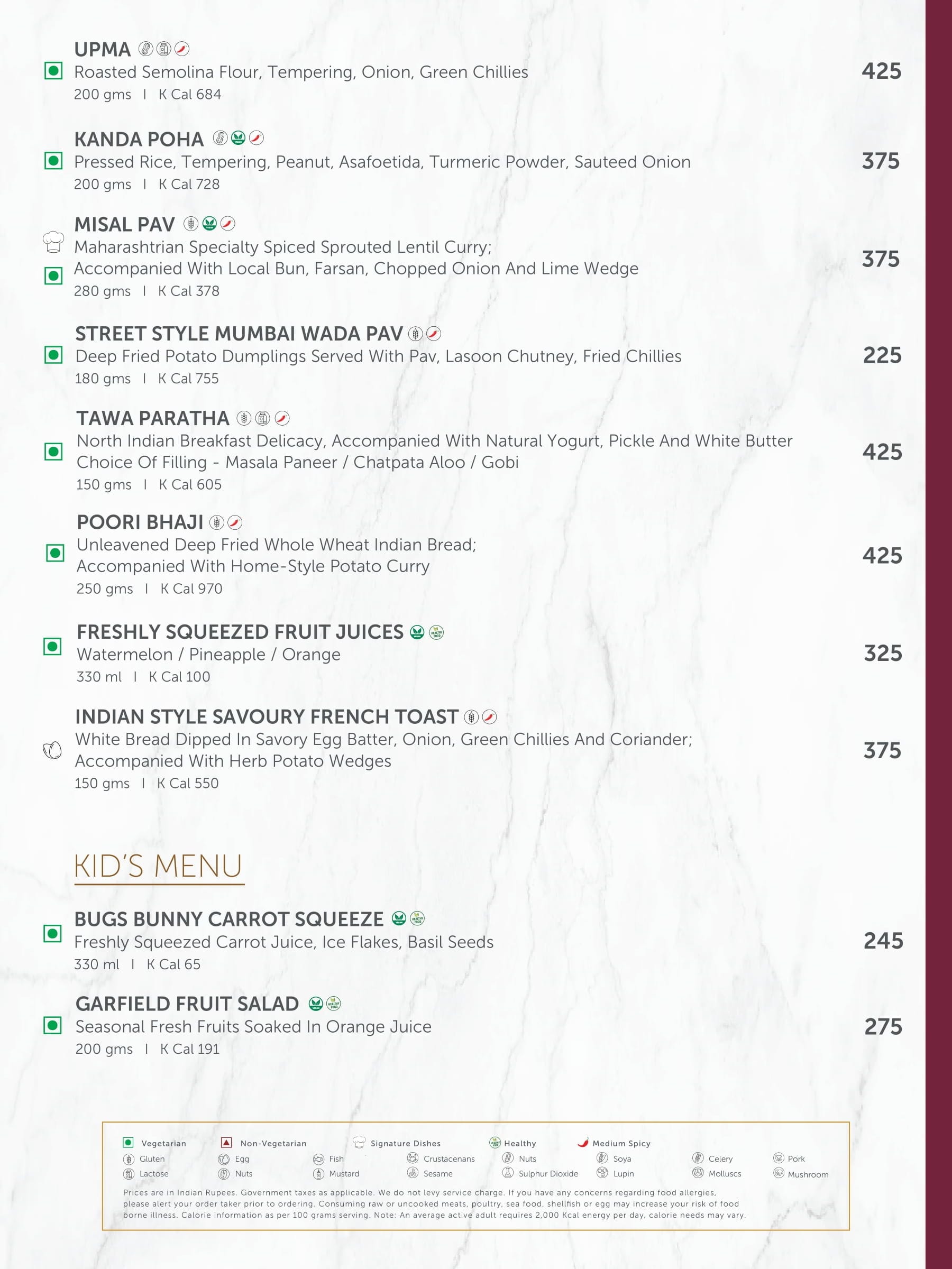 Menu of Courtyard Pavilion, Courtyard By Marriott Navi Mumbai