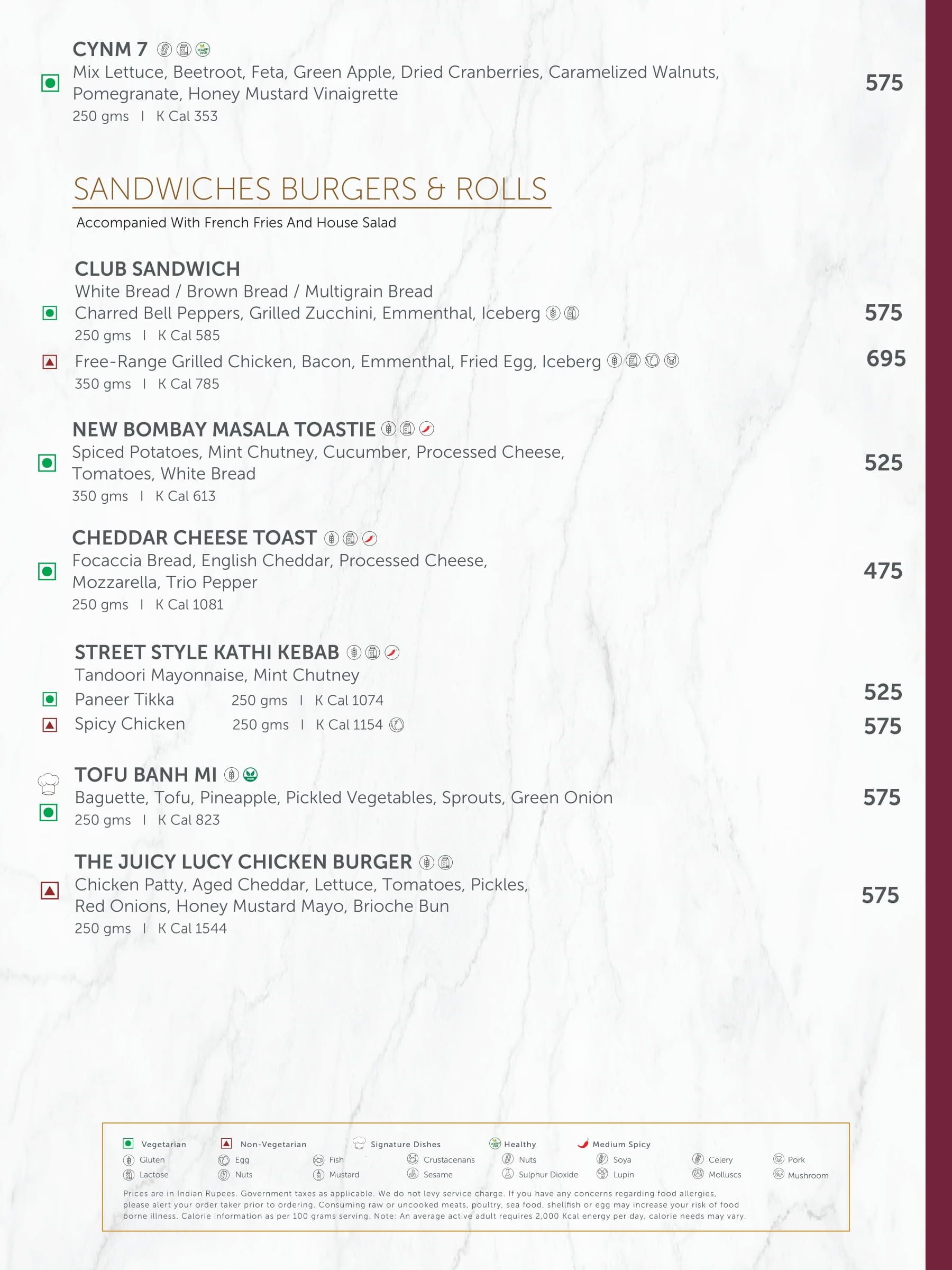 Menu of Courtyard Pavilion, Courtyard By Marriott Navi Mumbai