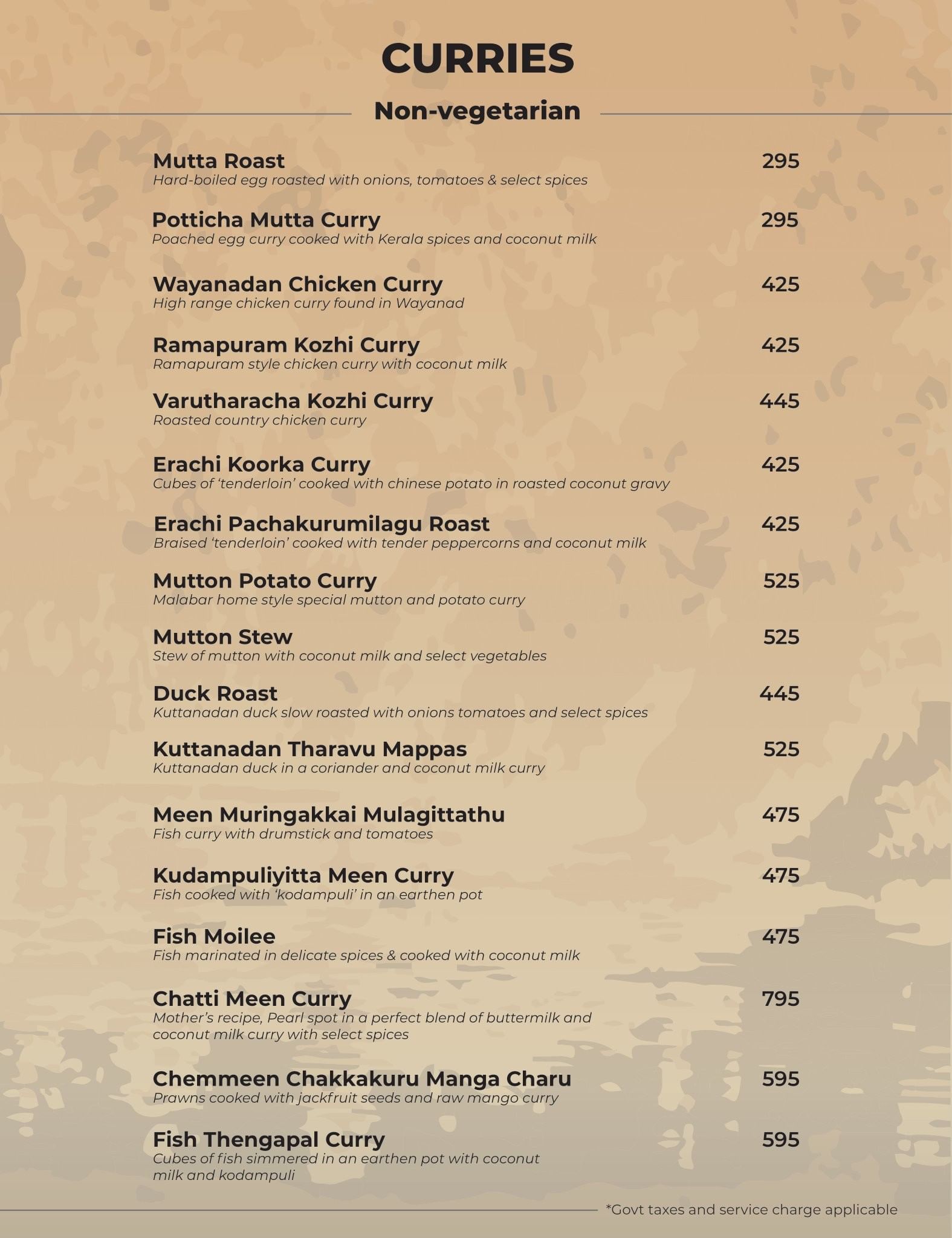 Menu of Kappa Chakka Kandhari, Nungambakkam, Chennai