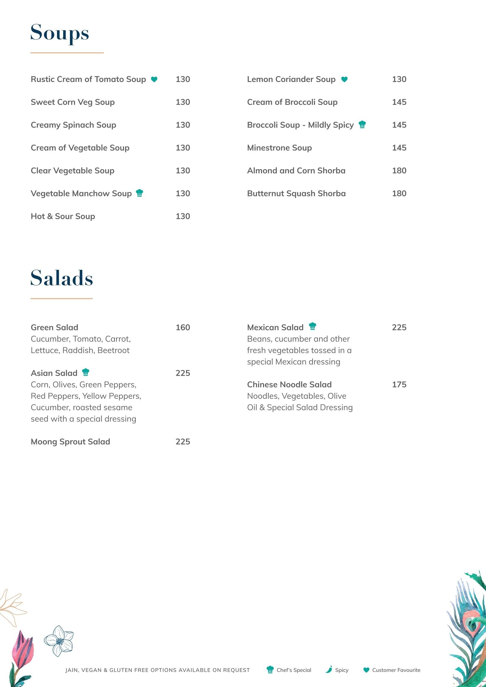 Menu of Element 3, Indiranagar, East Bengaluru