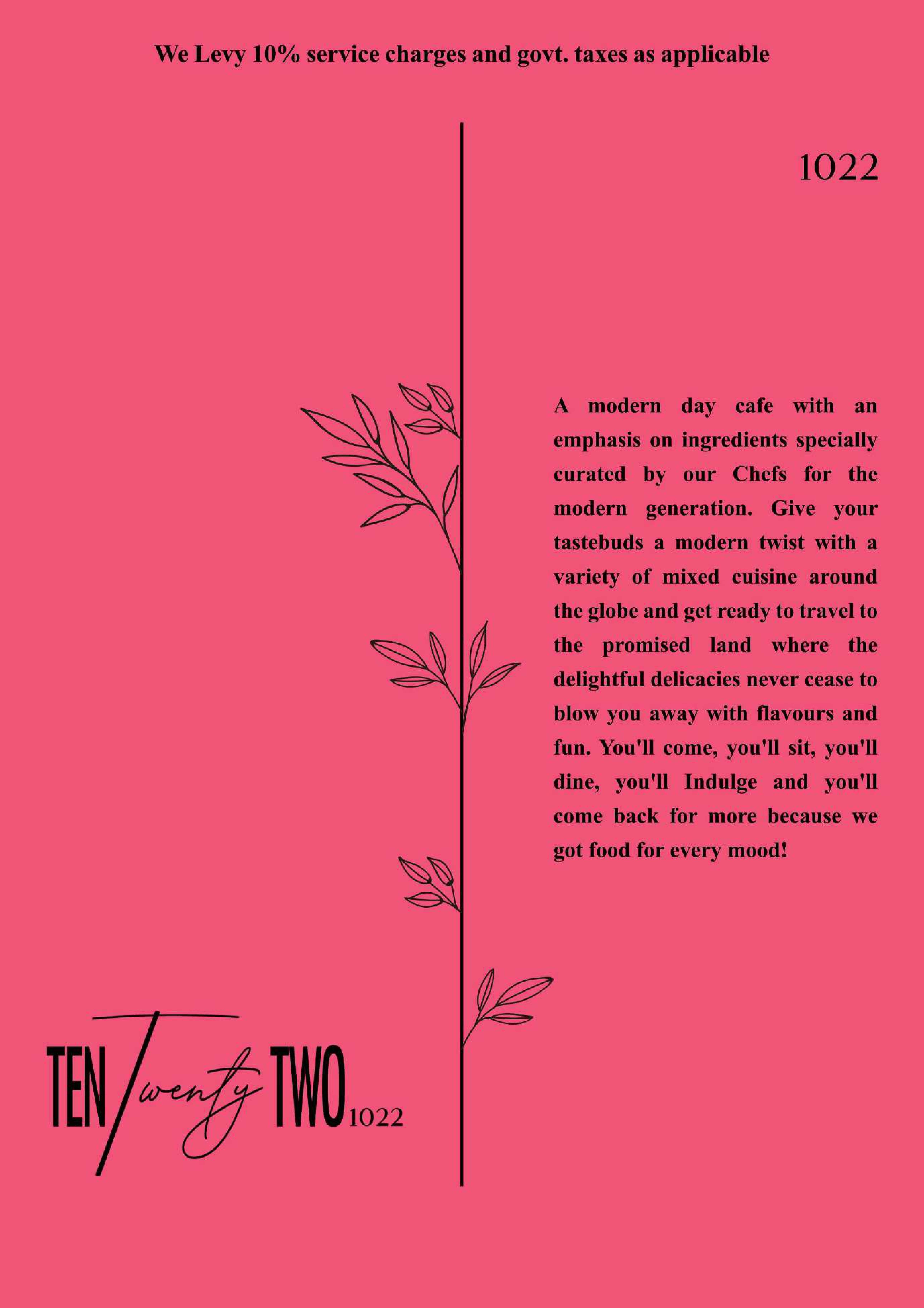 Menu of Ten Twenty Two - 1022, Aurobindo Marg, South Delhi