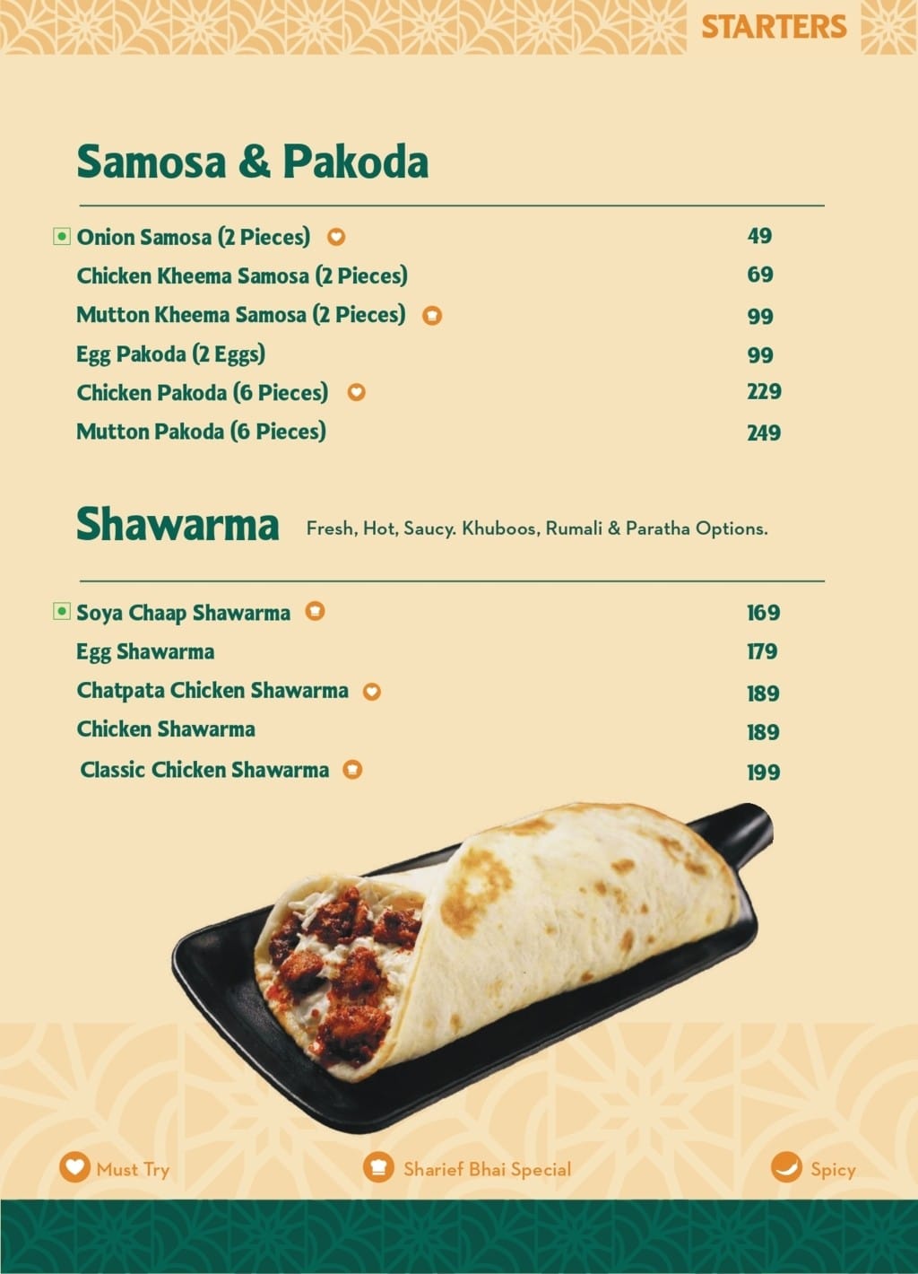 Menu of Sharief Bhai Biryani, Whitefield, East Bengaluru