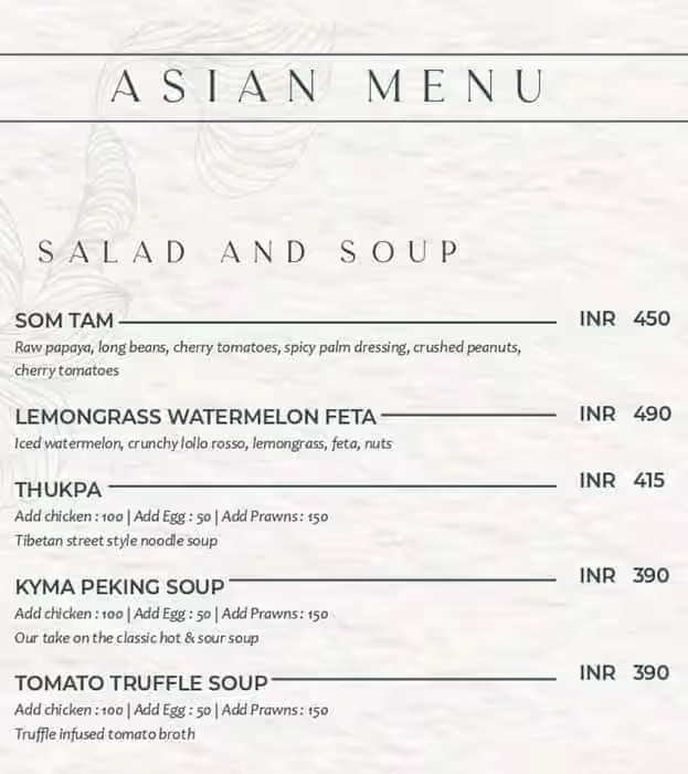 Menu of Kyma, Bandra Kurla Complex (BKC), Western Suburbs