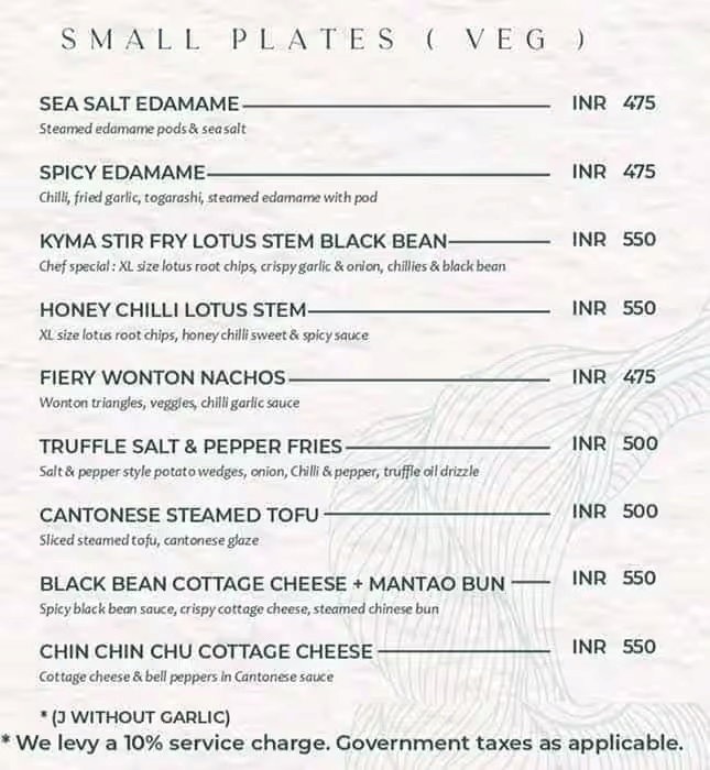 Menu of Kyma, Bandra Kurla Complex (BKC), Western Suburbs