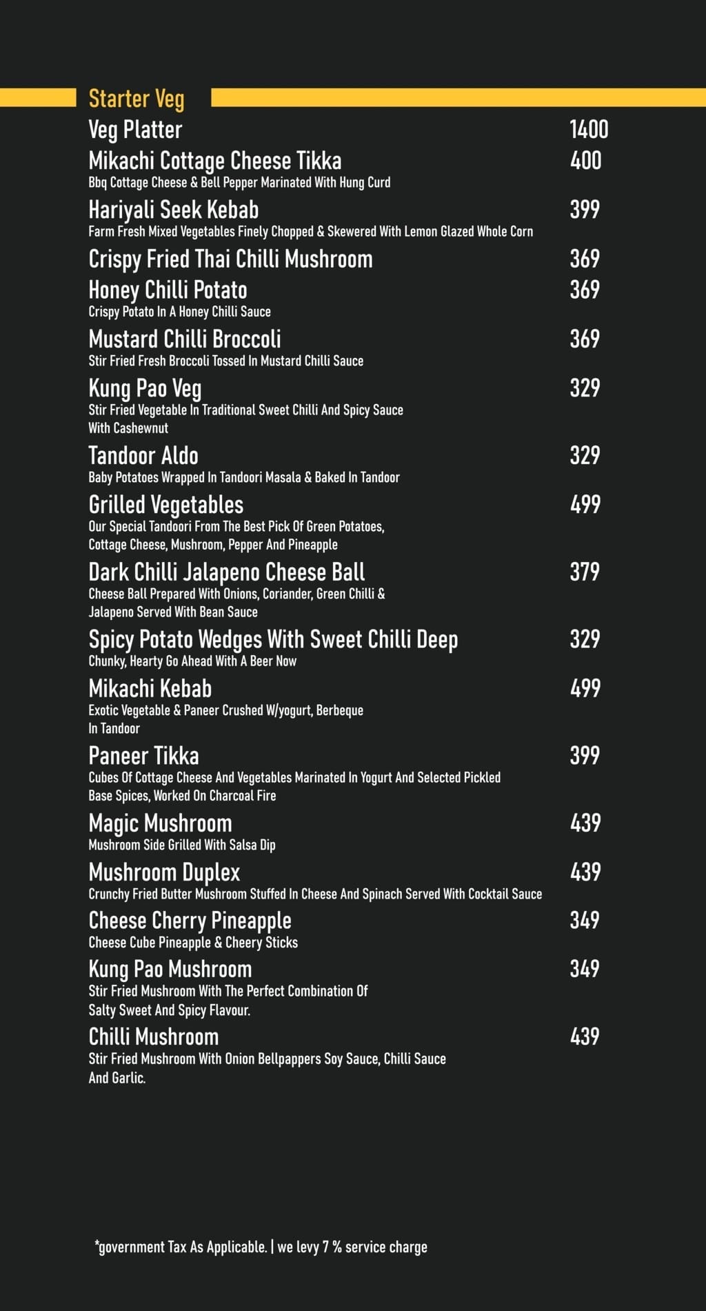 Menu of Mikachi Club, Kharadi, Pune