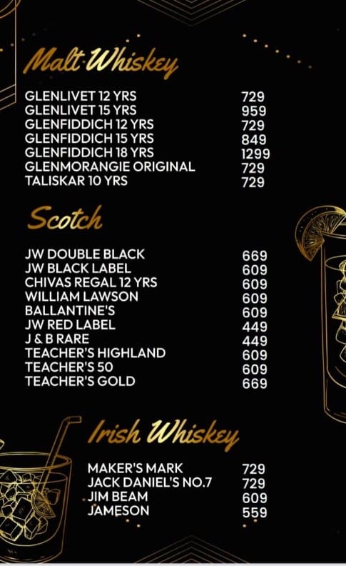 Menu of GILT Club, Kharadi, Pune