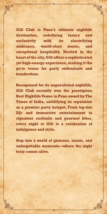 Menu of GILT Club, Kharadi, Pune