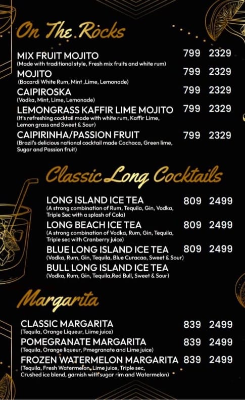 Menu of GILT Club, Kharadi, Pune