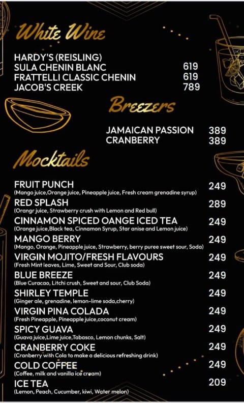 Menu of GILT Club, Kharadi, Pune