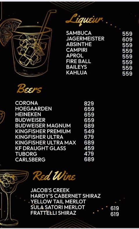 Menu of GILT Club, Kharadi, Pune