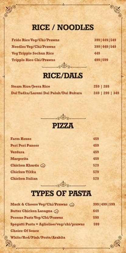 Menu of GILT Club, Kharadi, Pune