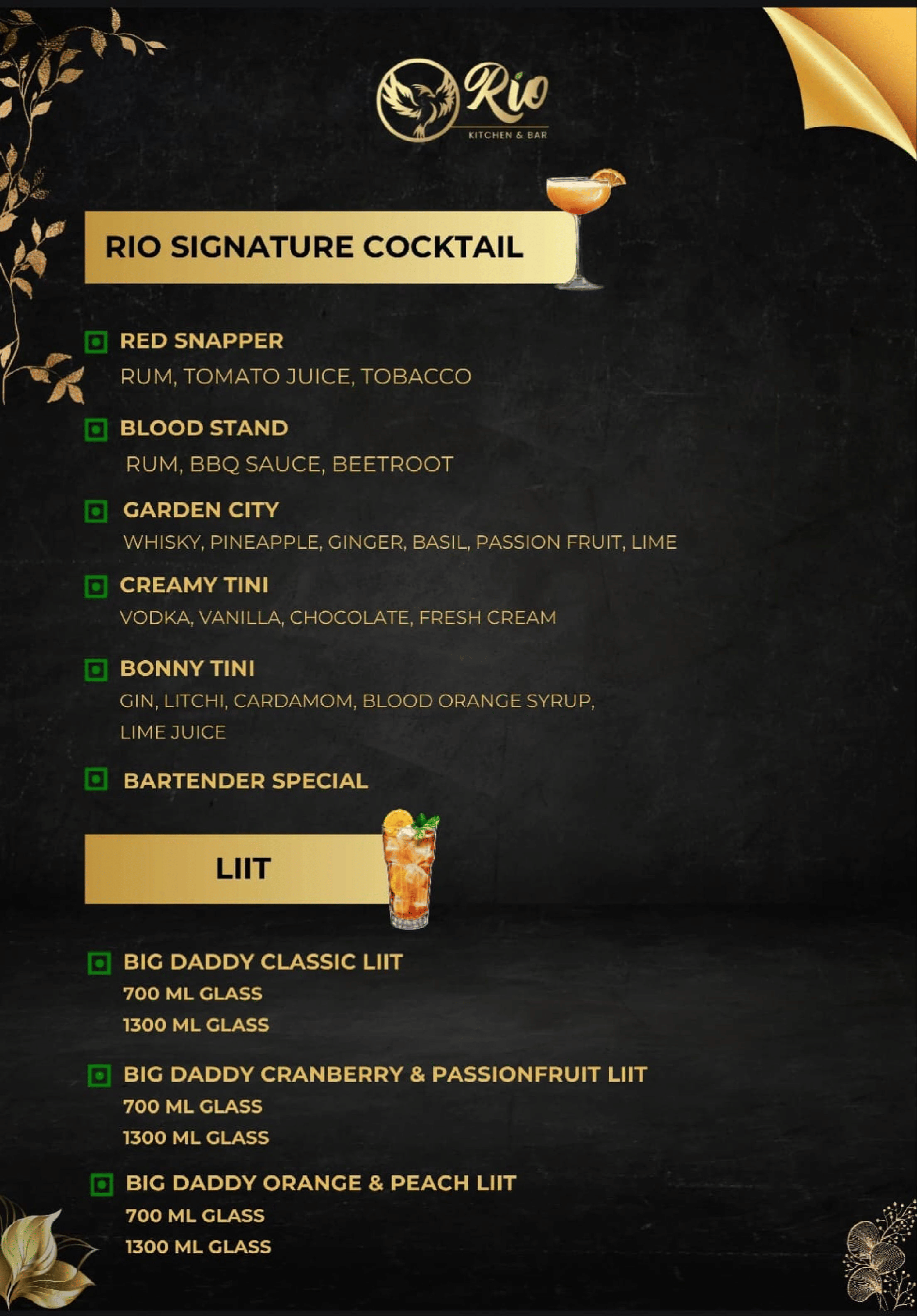 Menu of Rio Kitchen & Bar, Hinjawadi, Pune
