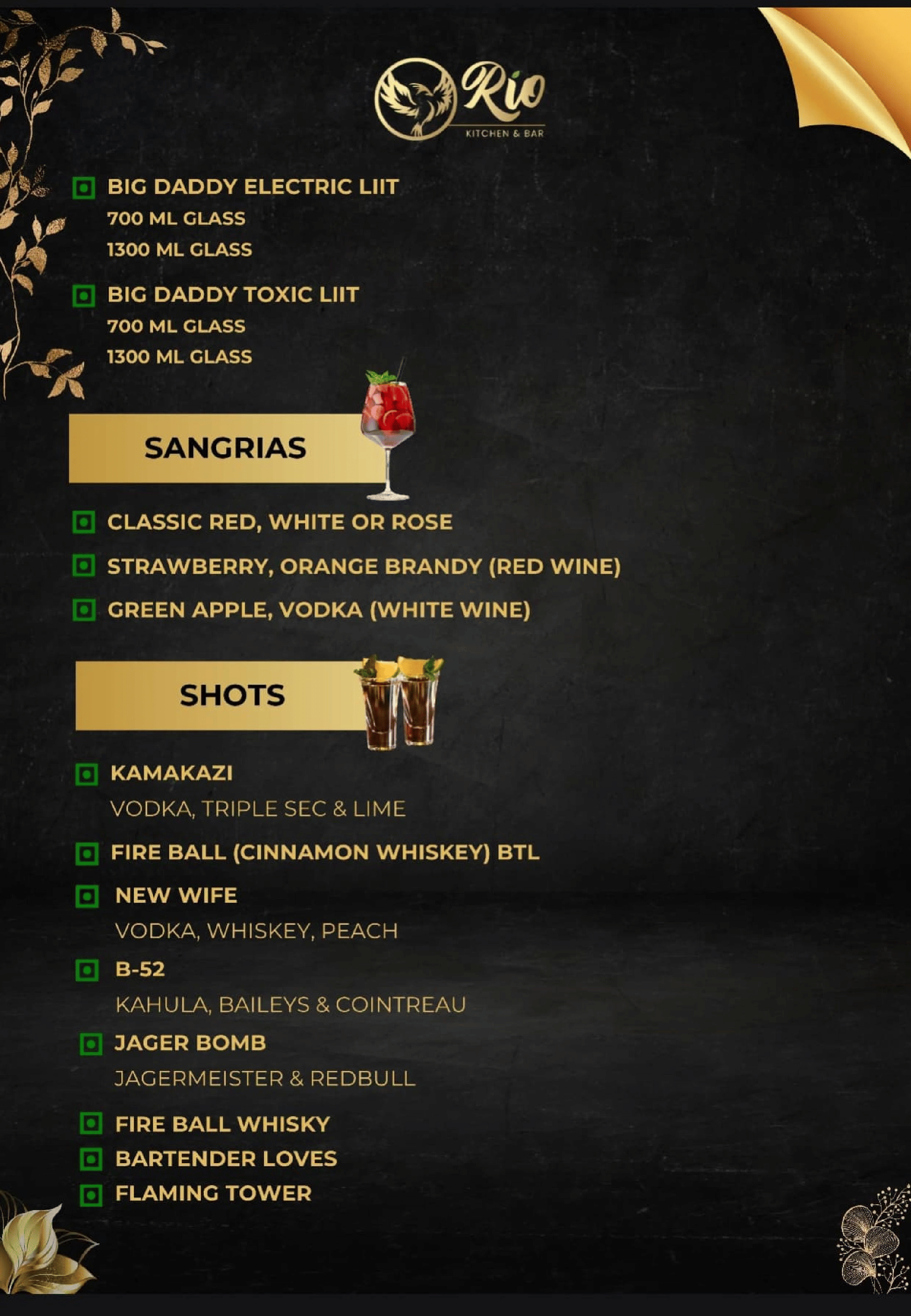 Menu of Rio Kitchen & Bar, Hinjawadi, Pune