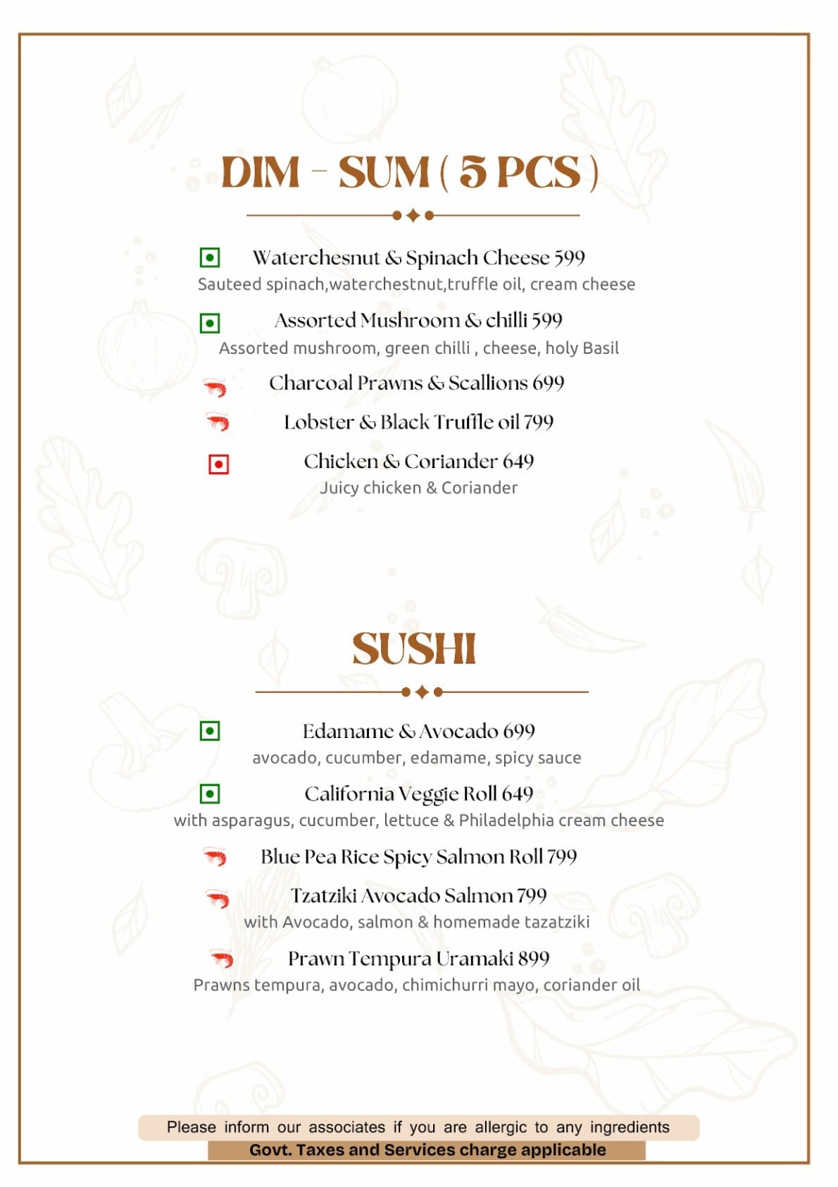 Menu of Yuhi, Powai, Central Mumbai