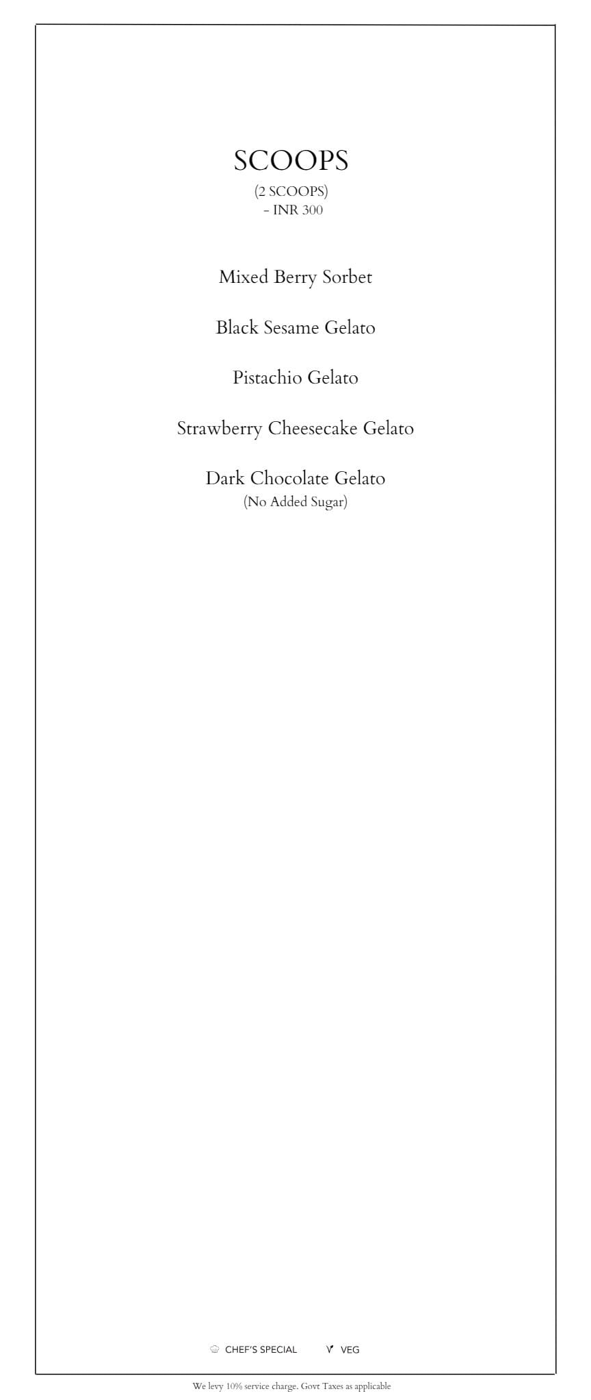 Menu of Gigi, Bandra West, Western Suburbs