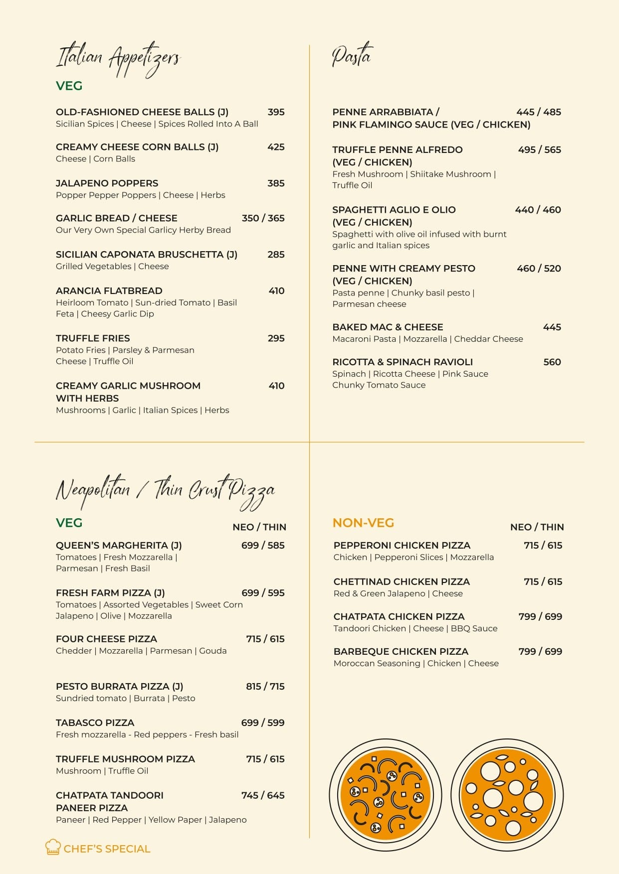 Menu of Picaso The Master Chef, Old Padra Road, Vadodara