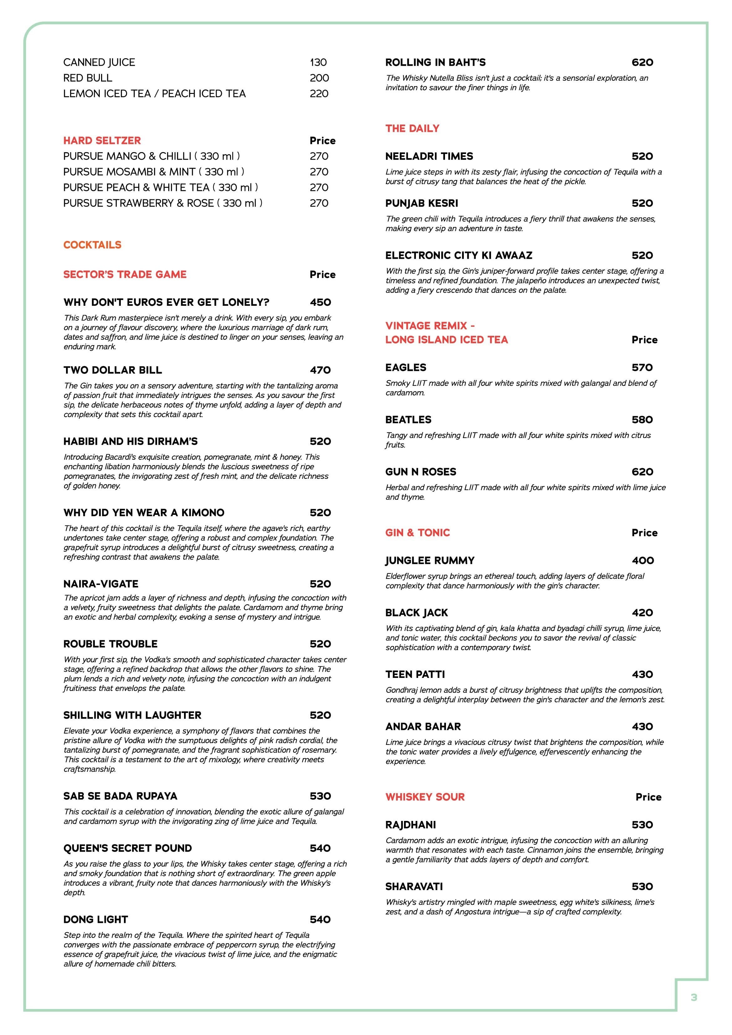Menu of Sector 144, Electronic City, South Bengaluru