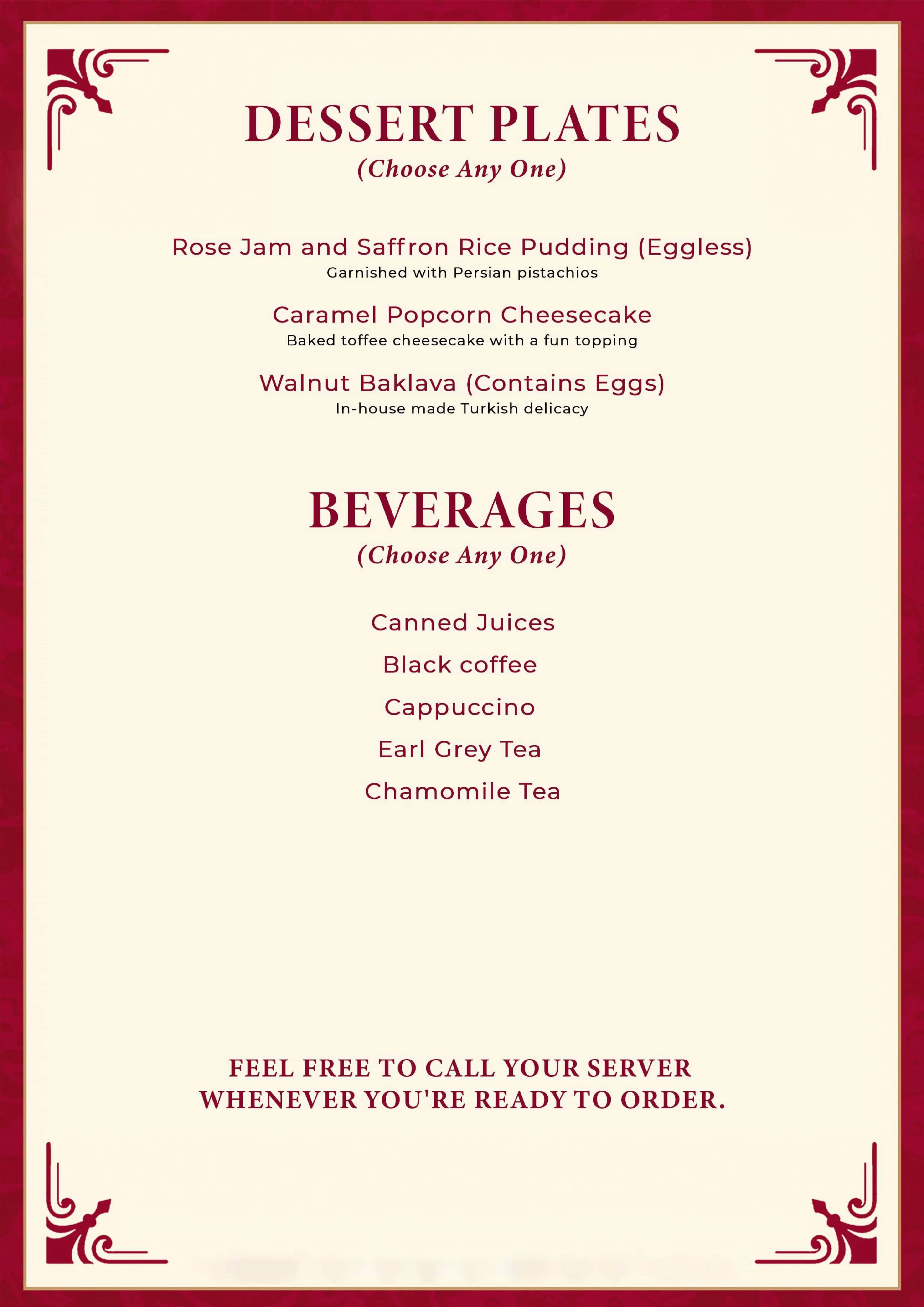 Menu of Khubani, Aerocity, South Delhi