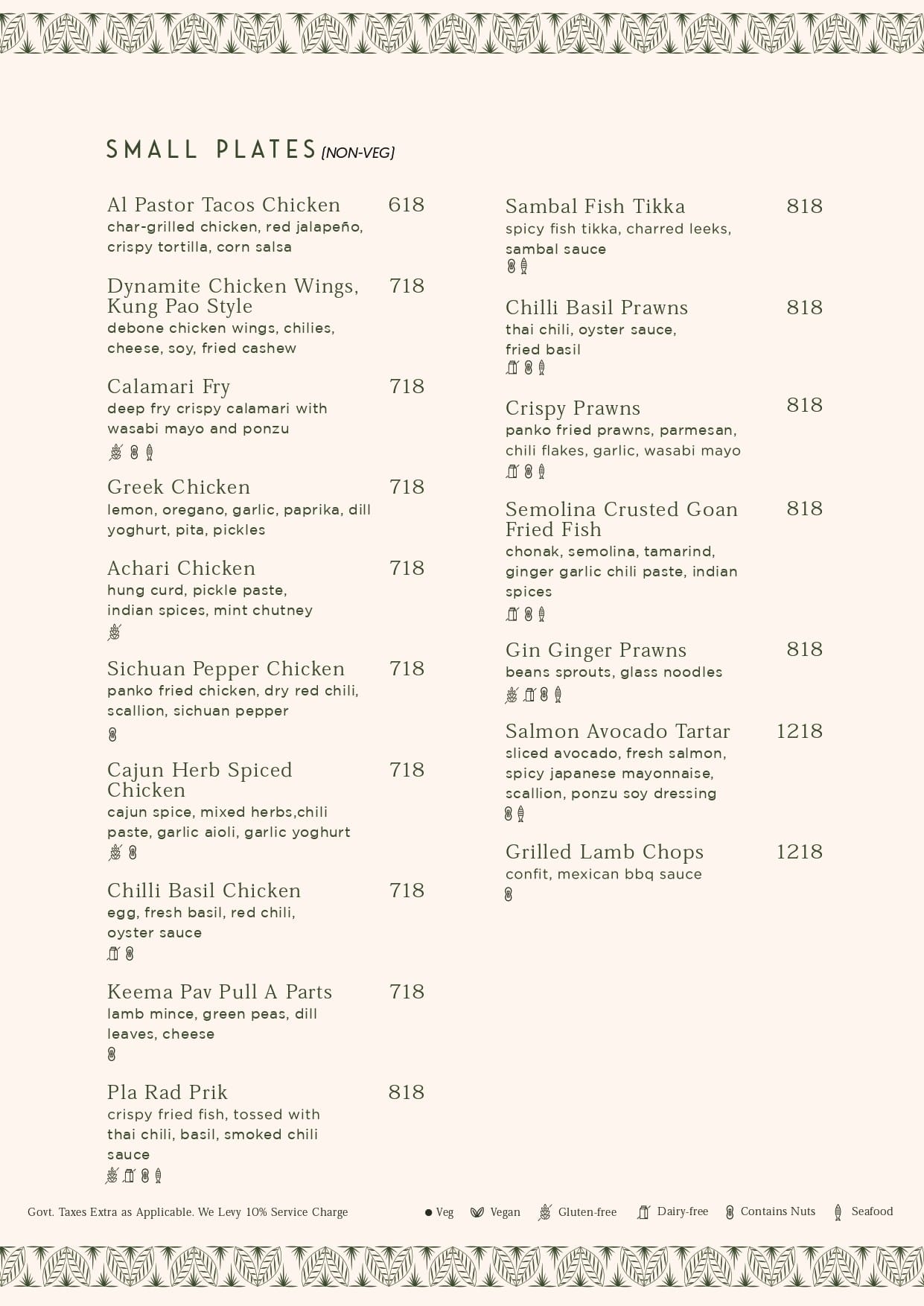 Menu of one8 Commune, Juhu, Western Suburbs