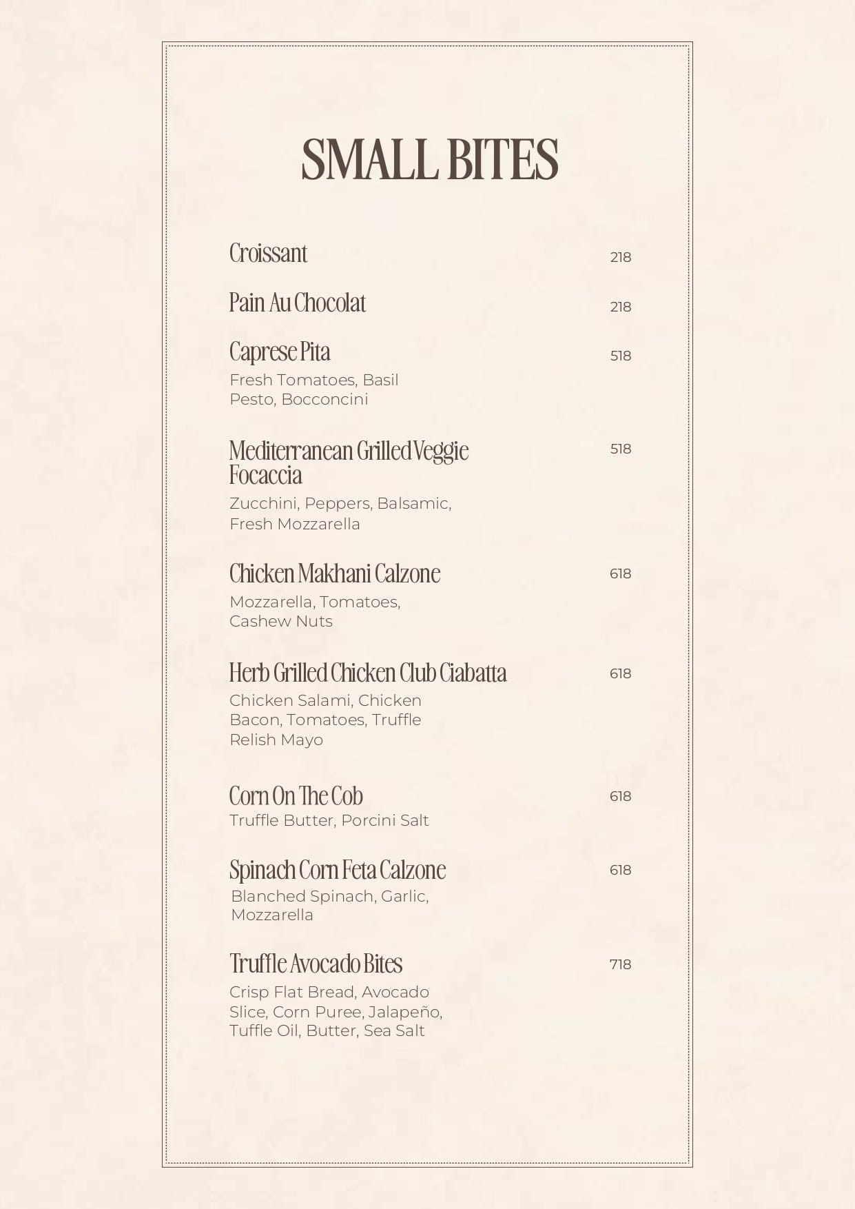Menu of one8 Commune, Juhu, Western Suburbs