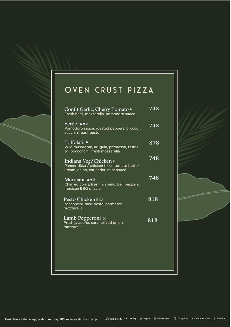 Menu of One8 Commune, Juhu, Western Suburbs