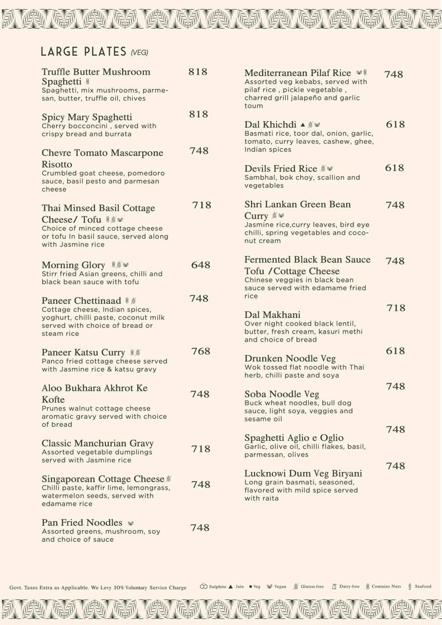 Menu of One8 Commune, Juhu, Western Suburbs