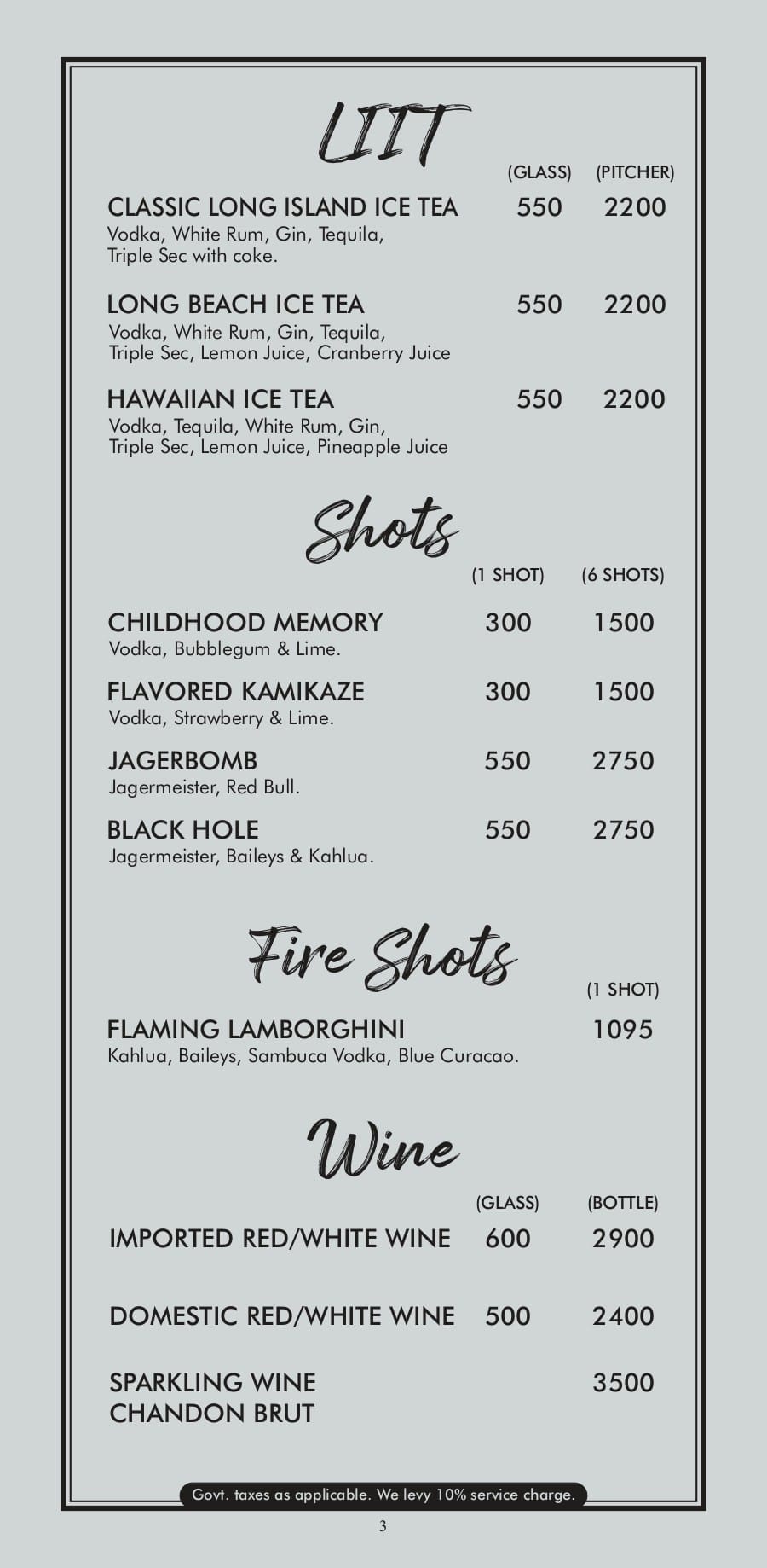 Menu of ilios, Rajouri Garden, West Delhi