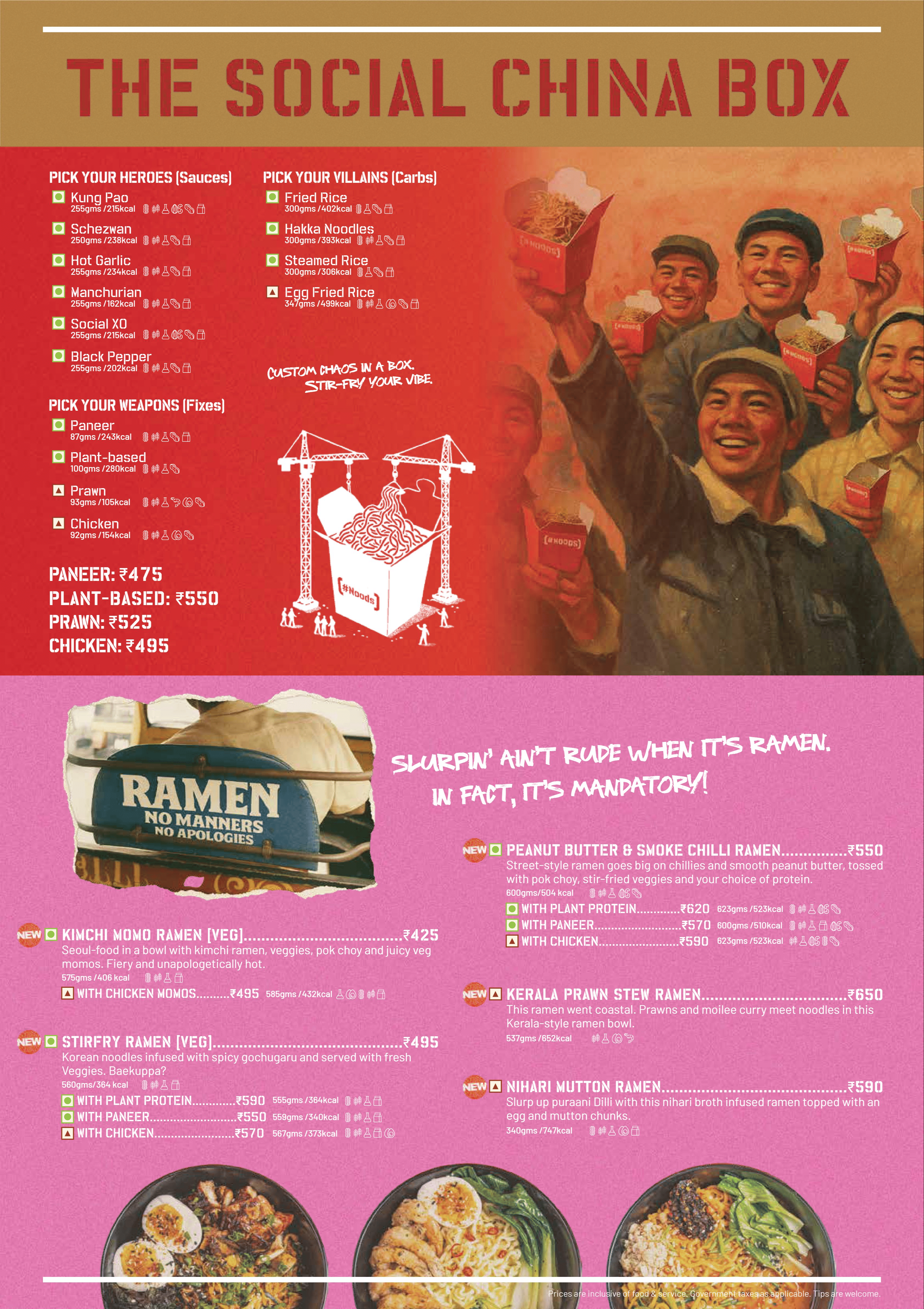 Menu of Mindspace Social, Hitech City, Hyderabad