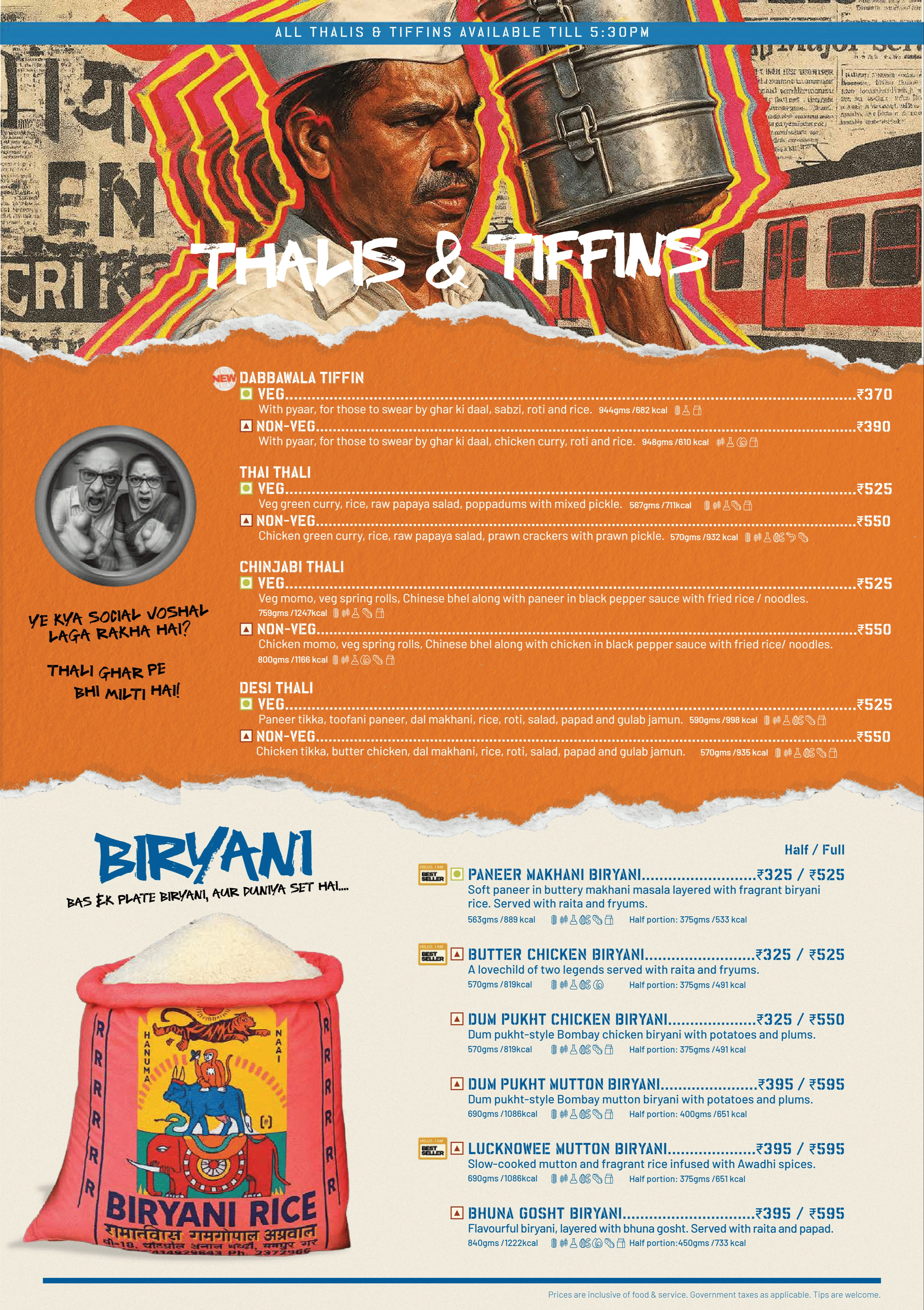 Menu of Mindspace Social, Hitech City, Hyderabad