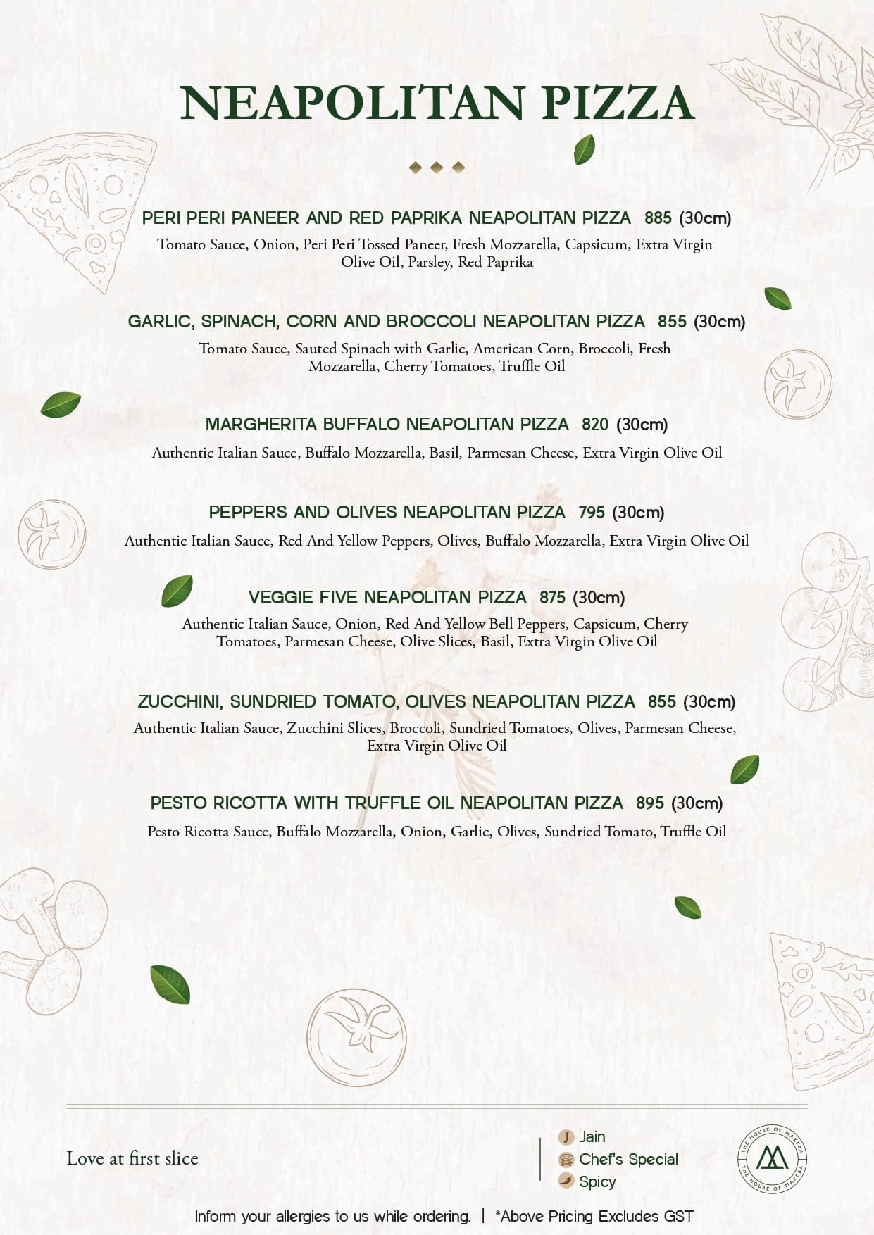 Menu of The House of Makeba, Bodakdev, West Ahmedabad