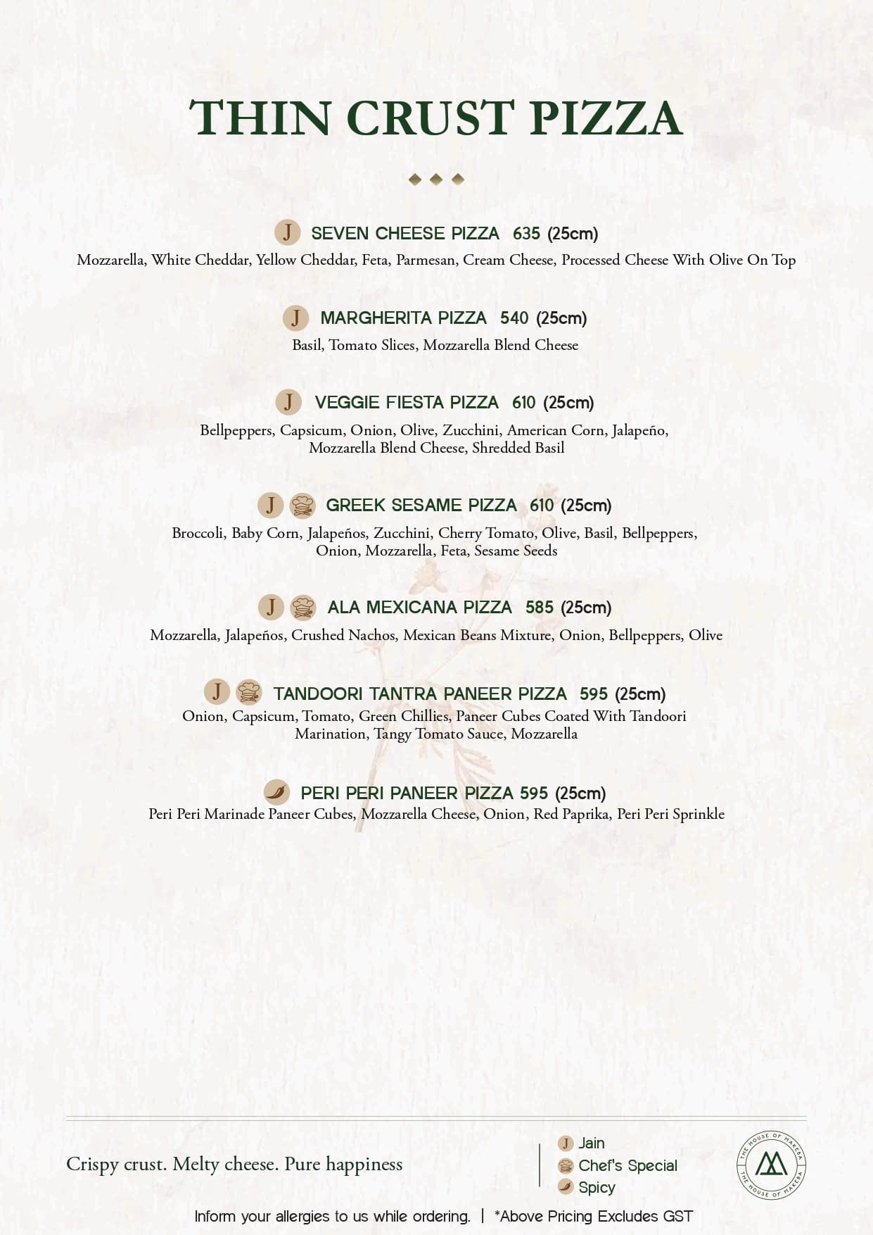 Menu of The House of Makeba, Bodakdev, West Ahmedabad