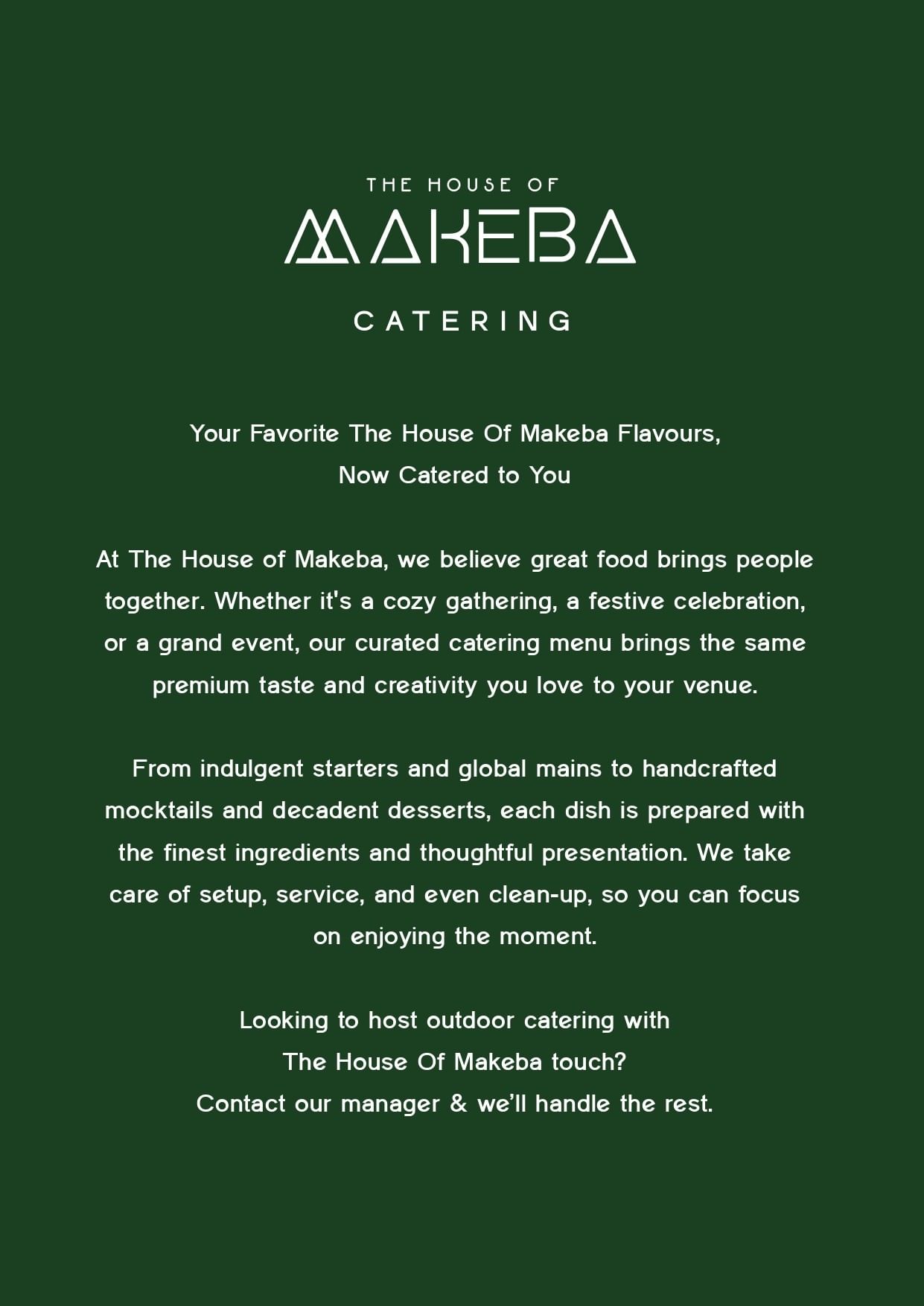 Menu of The House of Makeba, Bodakdev, West Ahmedabad