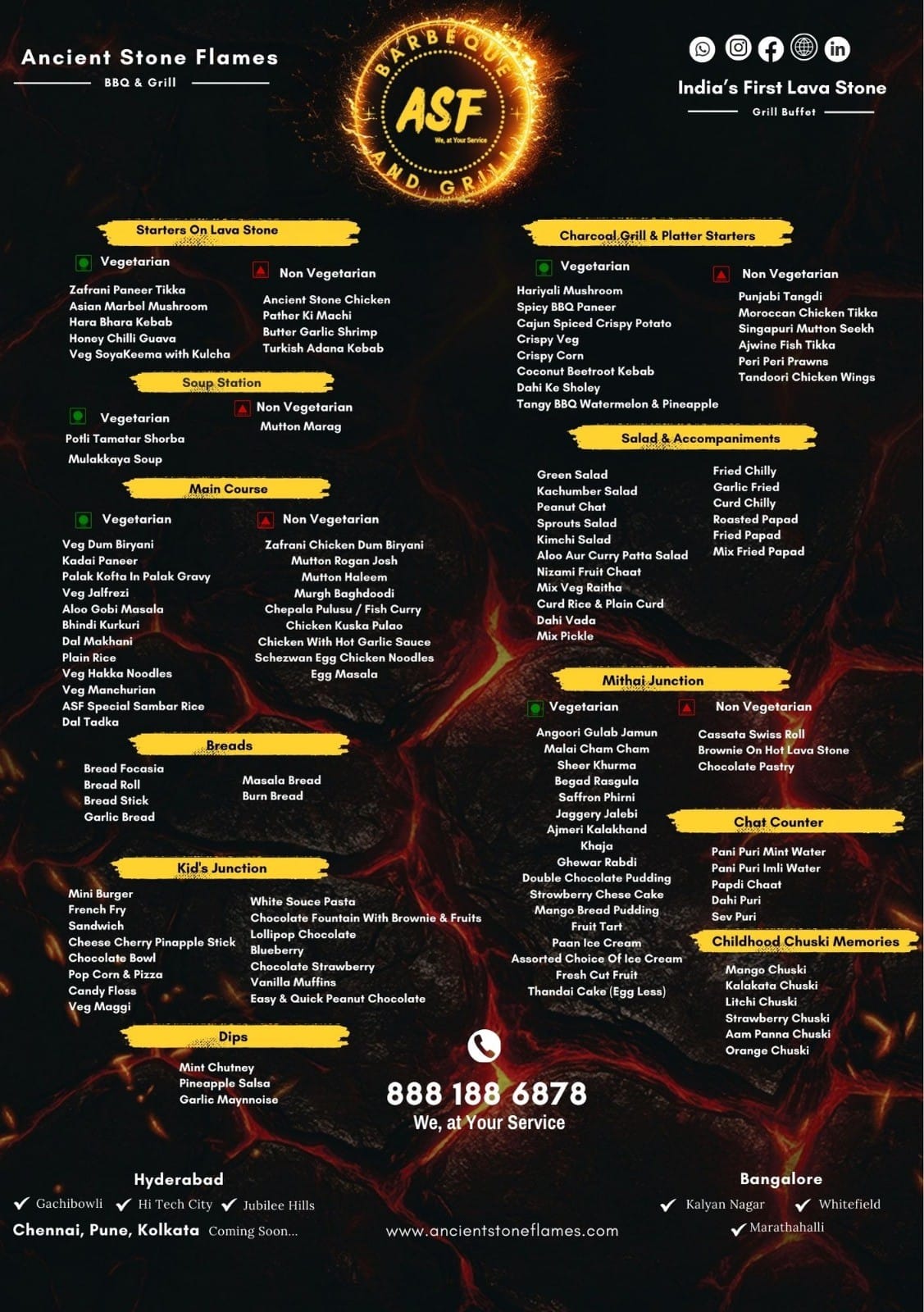 Menu of ASF - Ancient Stone Flames BBQ & Grill, Hitech City, Hyderabad