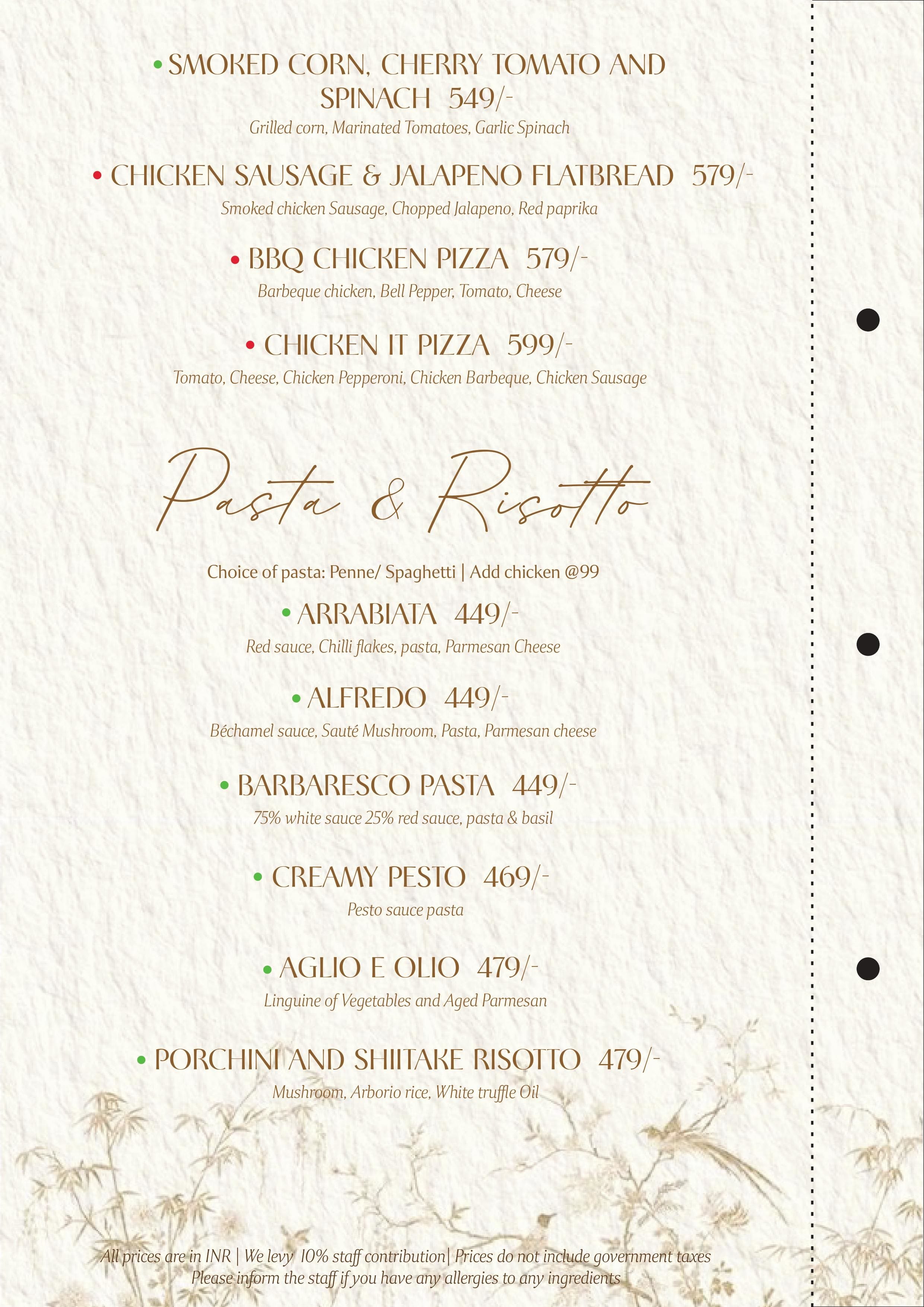 Menu of Birch by Romeo Lane, Pacific Mall, Netaji Subhash Place