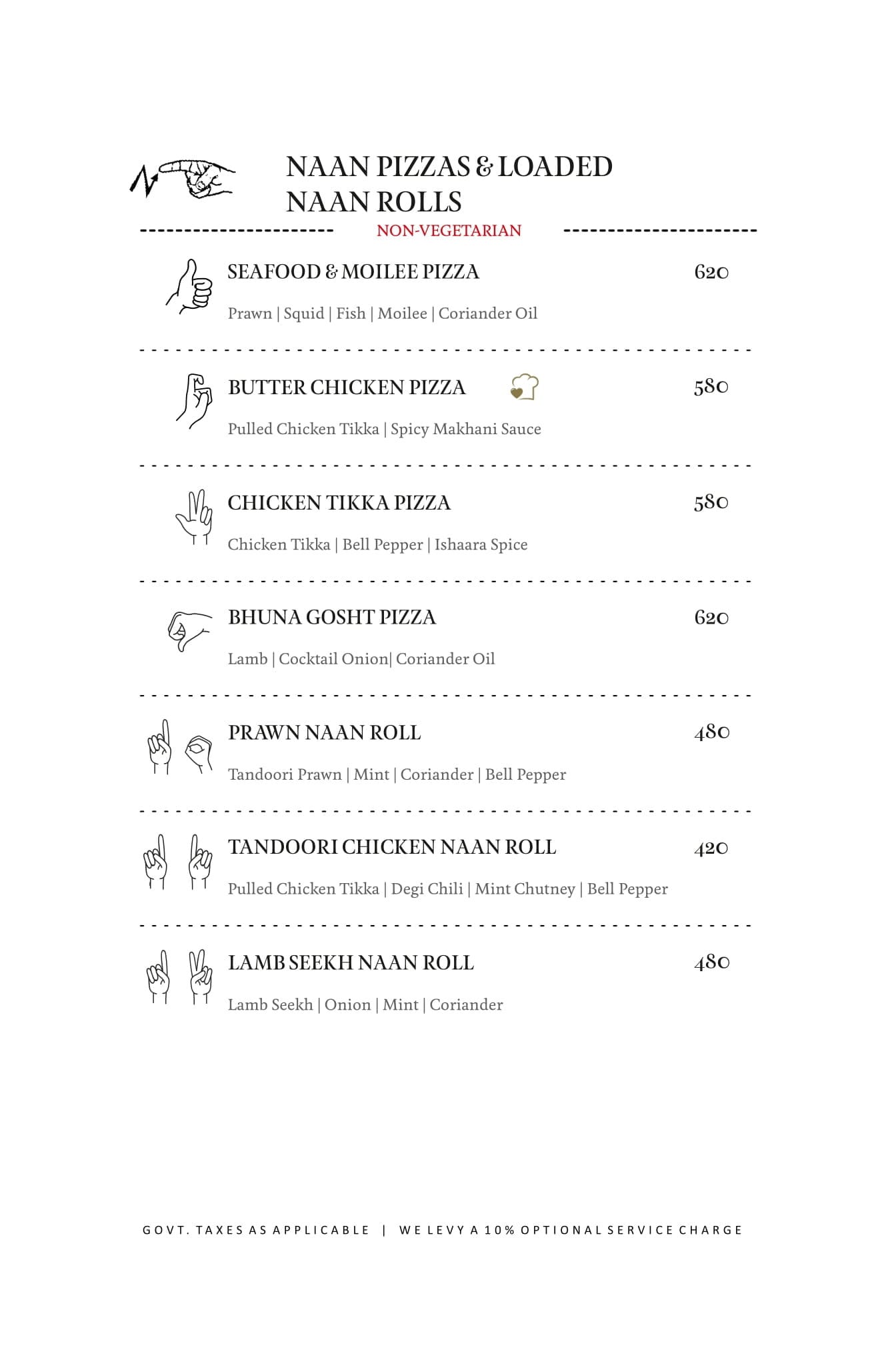 Menu of Ishaara, Phoenix Mall Of Asia, Yelahanka, Bengaluru