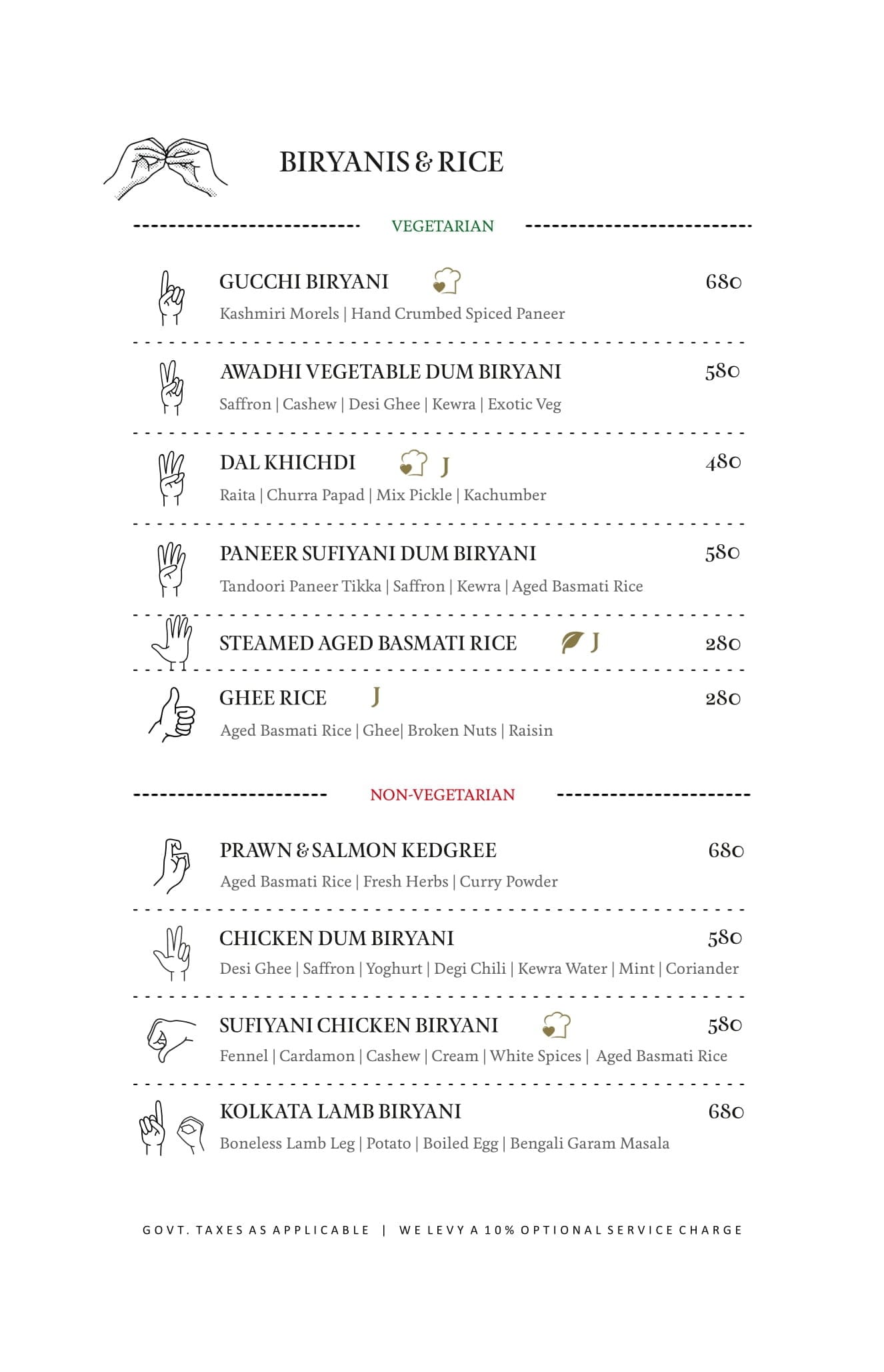 Menu of Ishaara, Phoenix Mall Of Asia, Yelahanka, Bengaluru