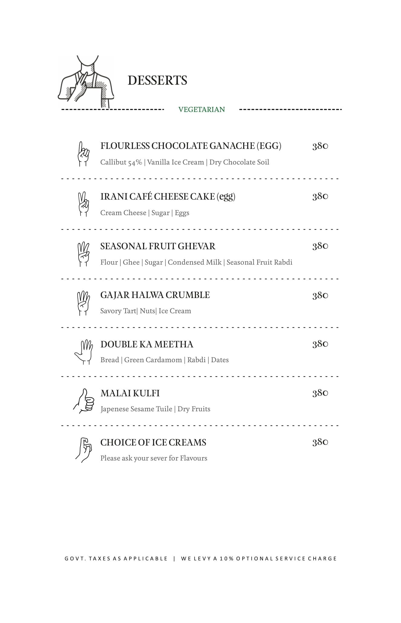 Menu of Ishaara, Phoenix Mall Of Asia, Yelahanka, Bengaluru