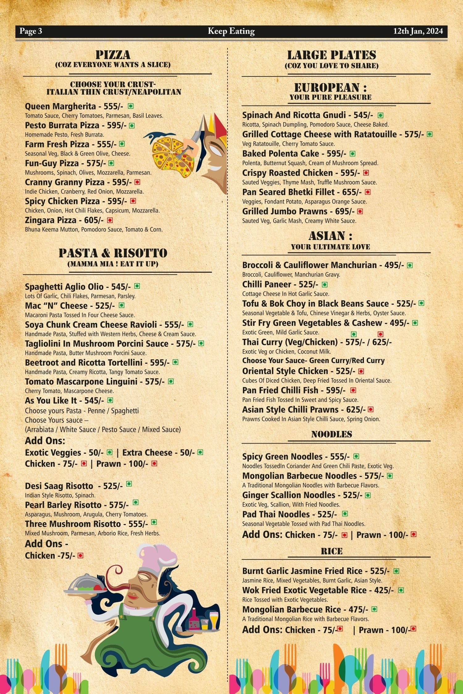 Menu of Hashtag, Chowringhee, Kolkata