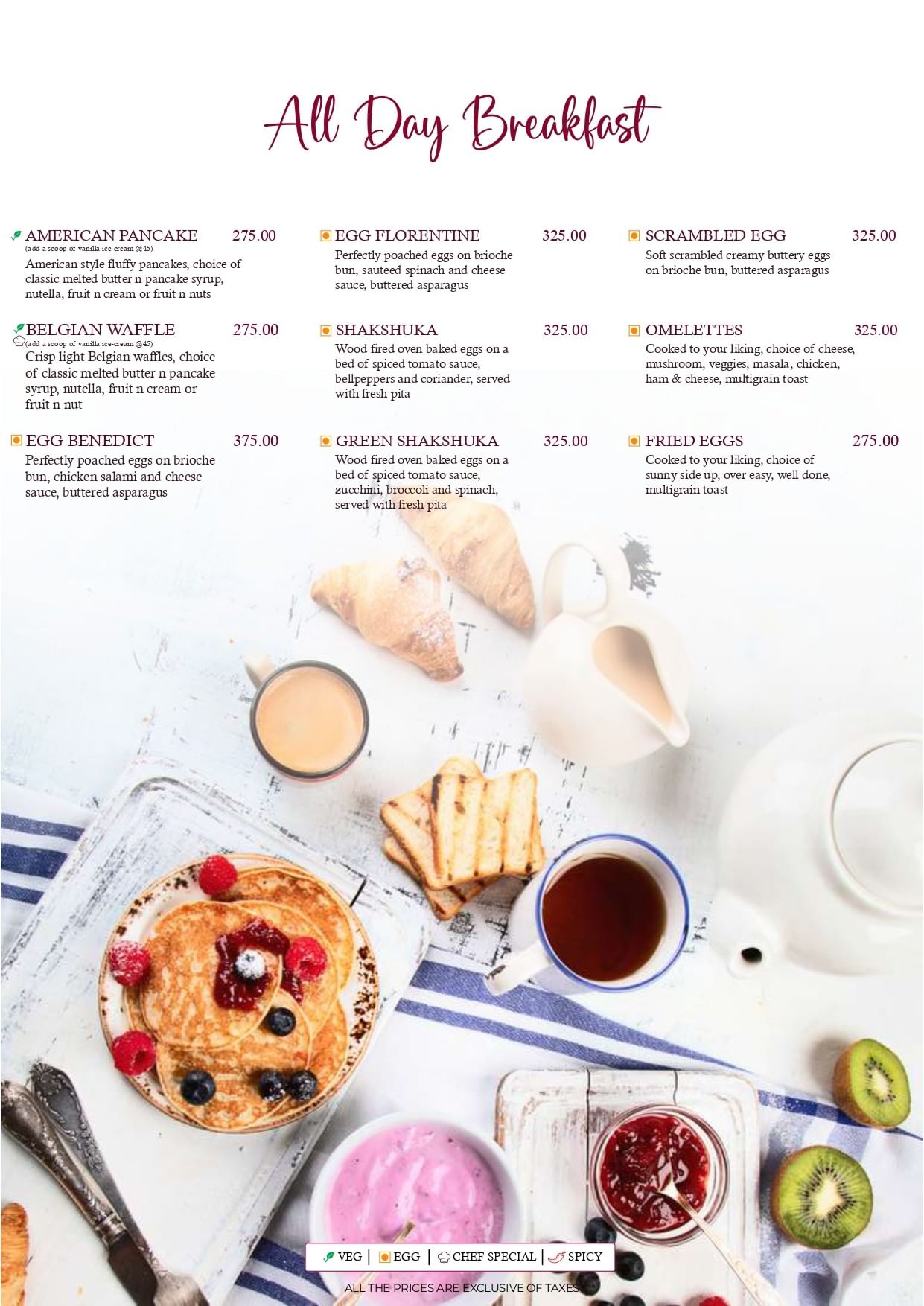 Menu of Fiaba, Sector 116, Noida