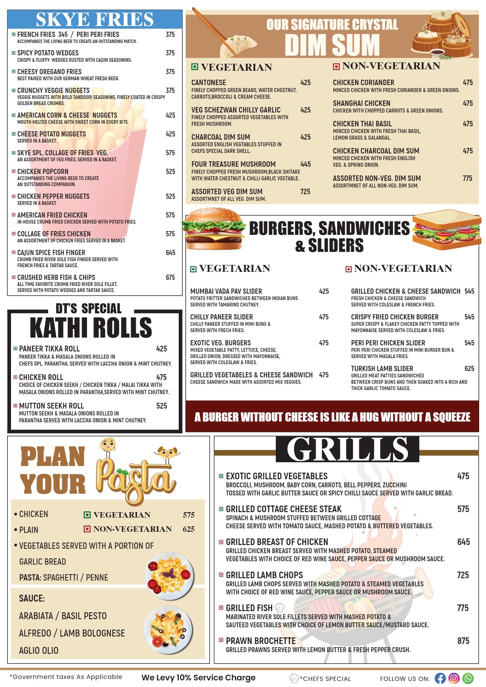 Menu of Downtown Skye Alfresco & Brewery, Sector 54, Gurgaon